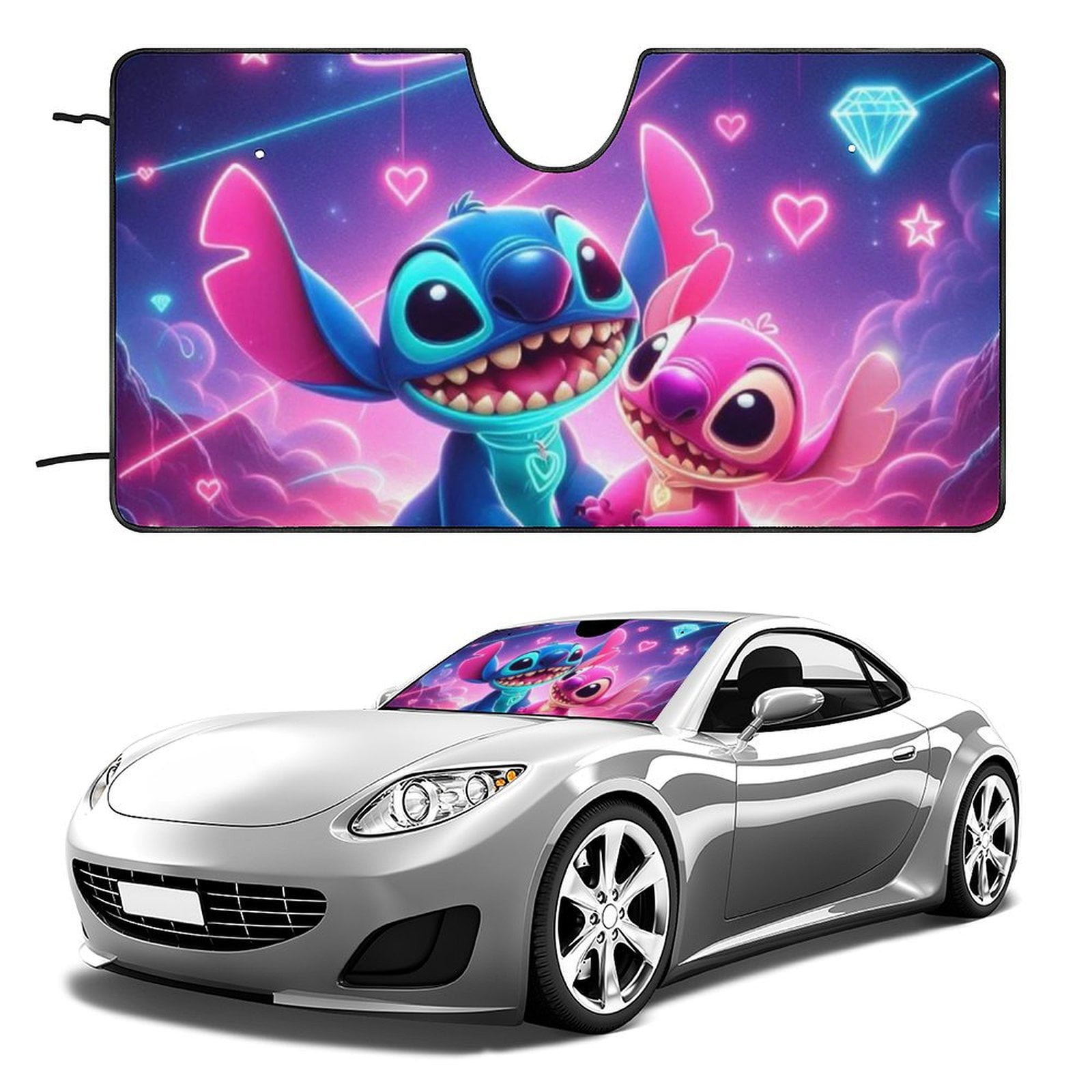 Stitch Car windshield visor is suitable for sedans, SUVs, and most car interiors 51"x28 ...