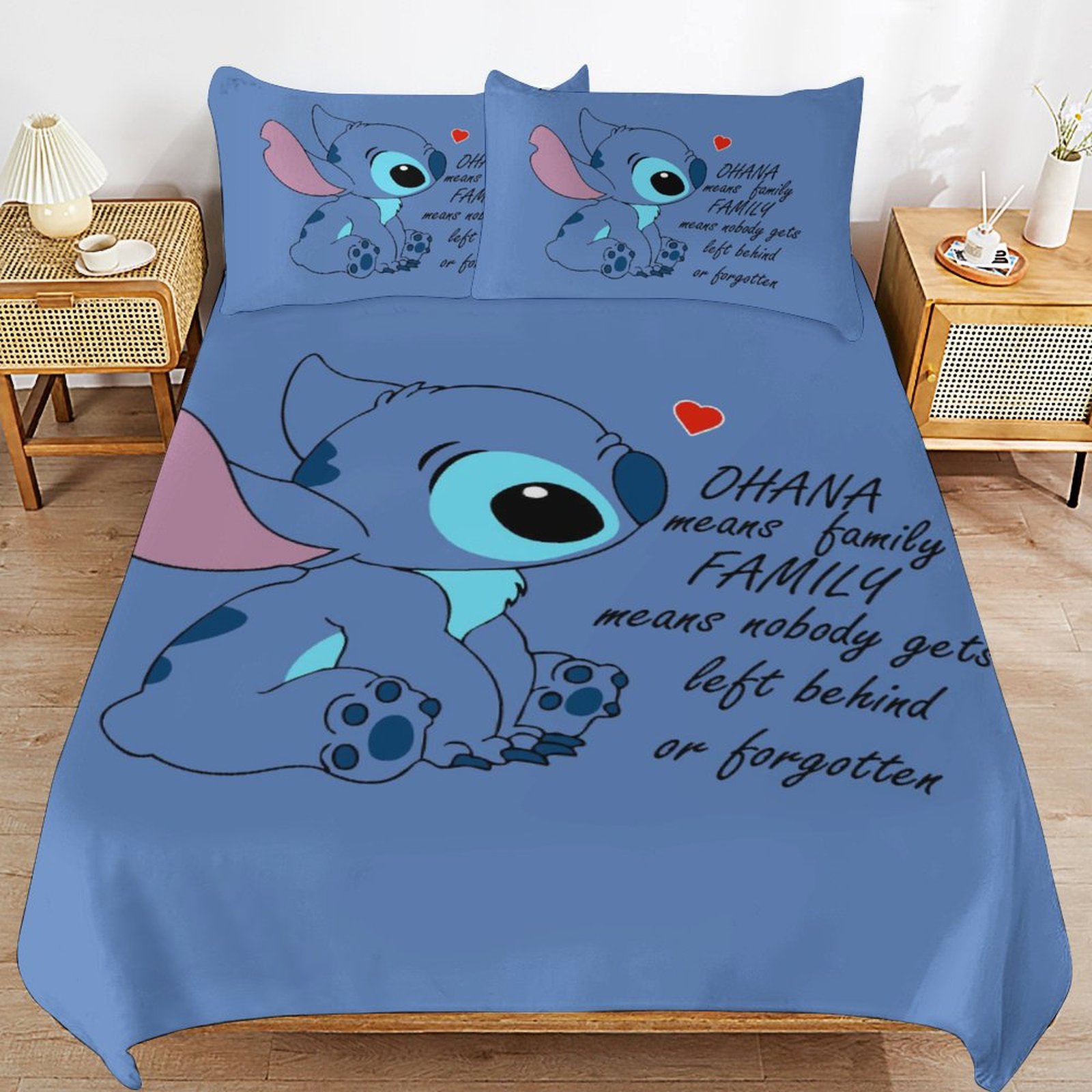 Stitch Cartoon 3 Piece Bed Set Warm And Comfortable Bedding Set for ...