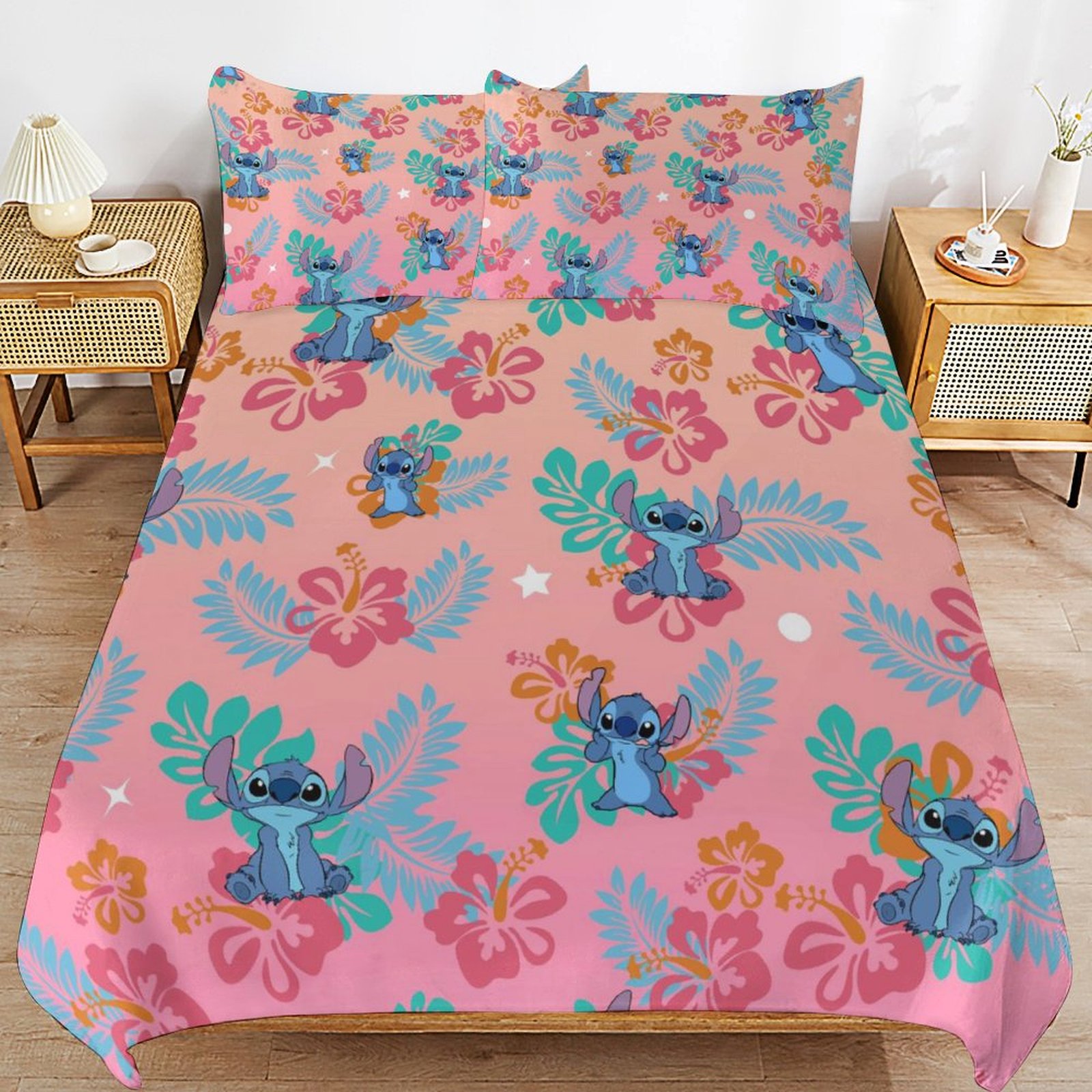 Stitch Cartoon 3 Piece Bed Set Warm And Comfortable Bedding Set for ...
