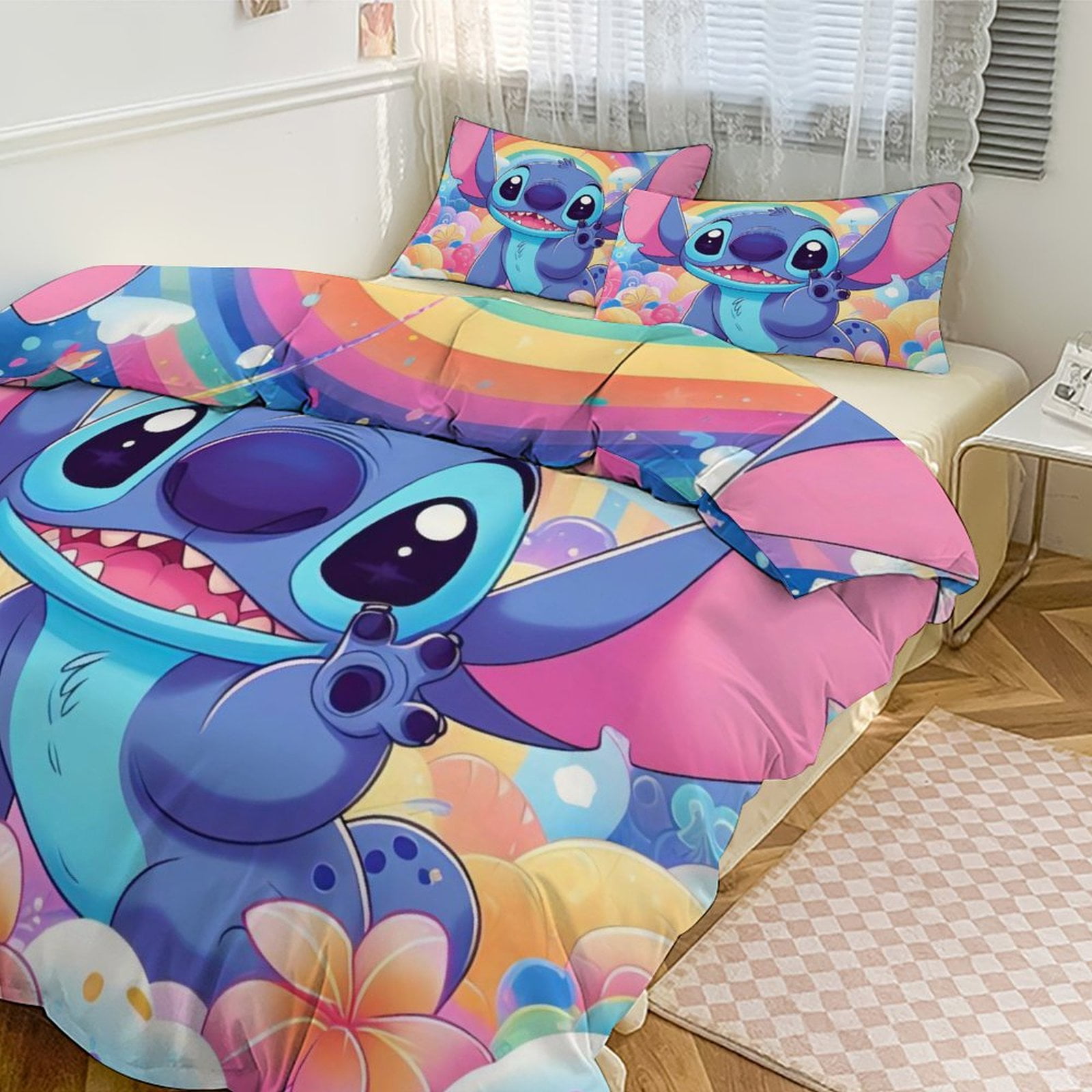 Stitch Cartoon 3 Piece Bed Set Warm And Comfortable Bedding Set for ...