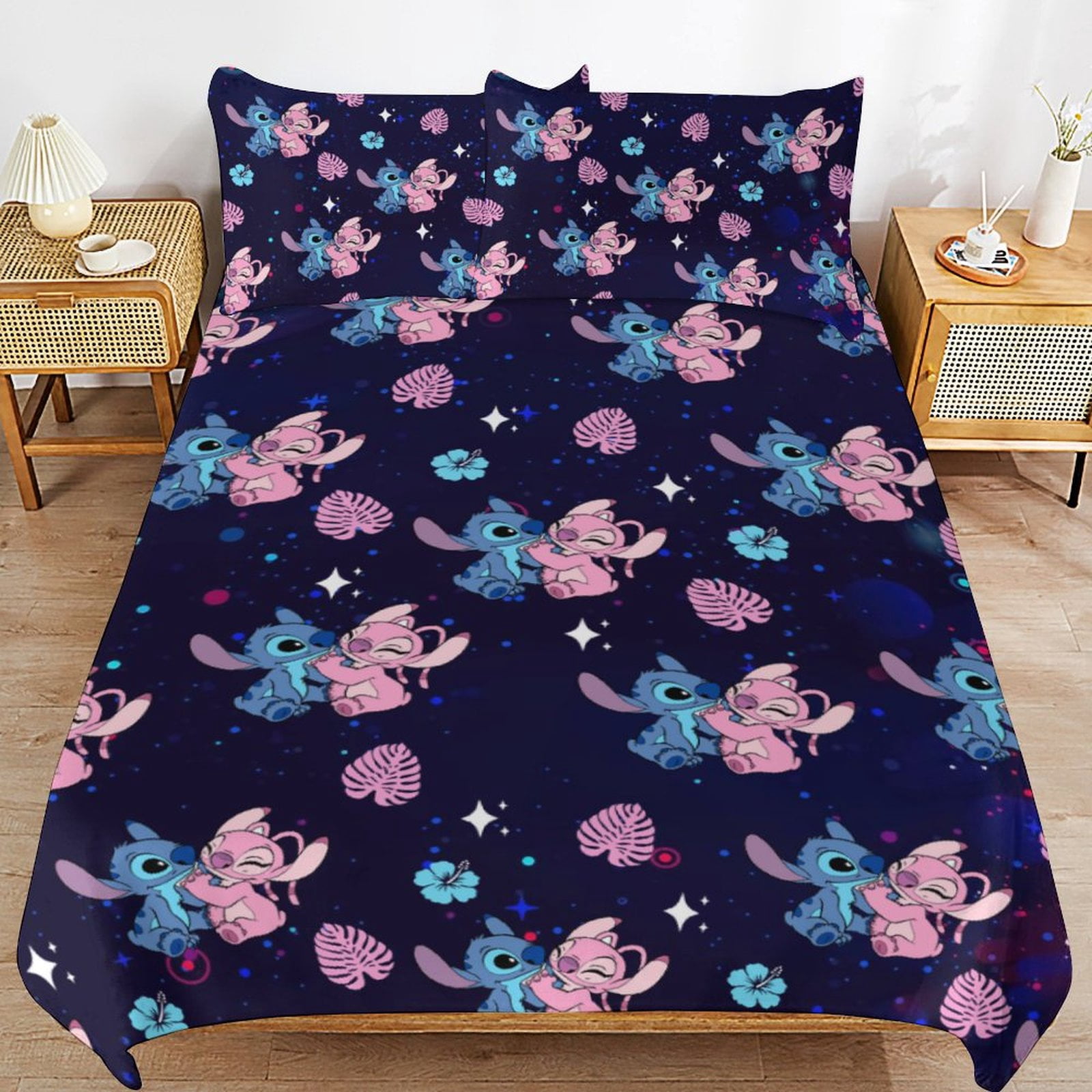 Stitch Cartoon 3 Piece Bed Set Warm And Comfortable Bedding Set for ...