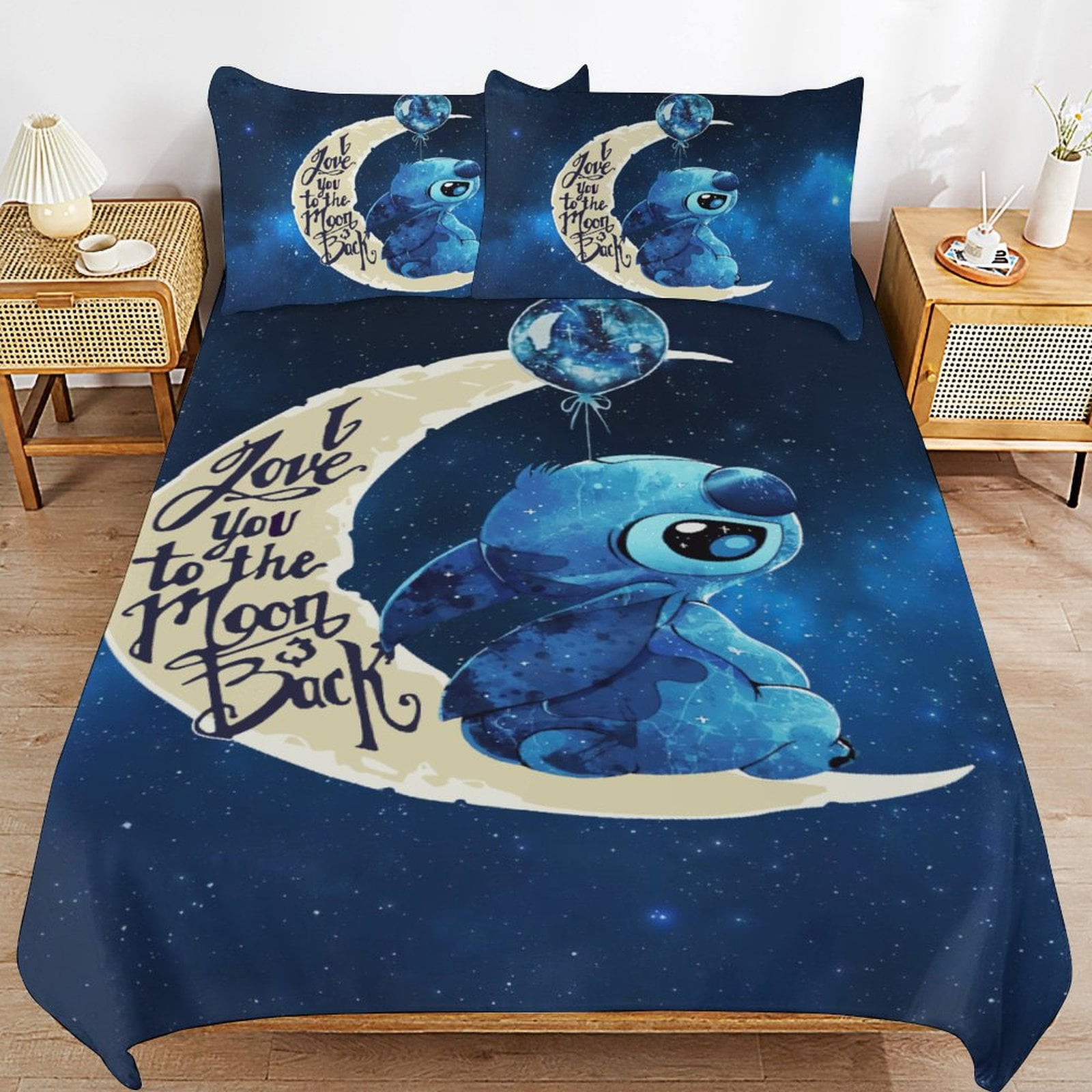 Stitch Cartoon 3 Piece Bed Set Warm And Comfortable Bedding Set for ...
