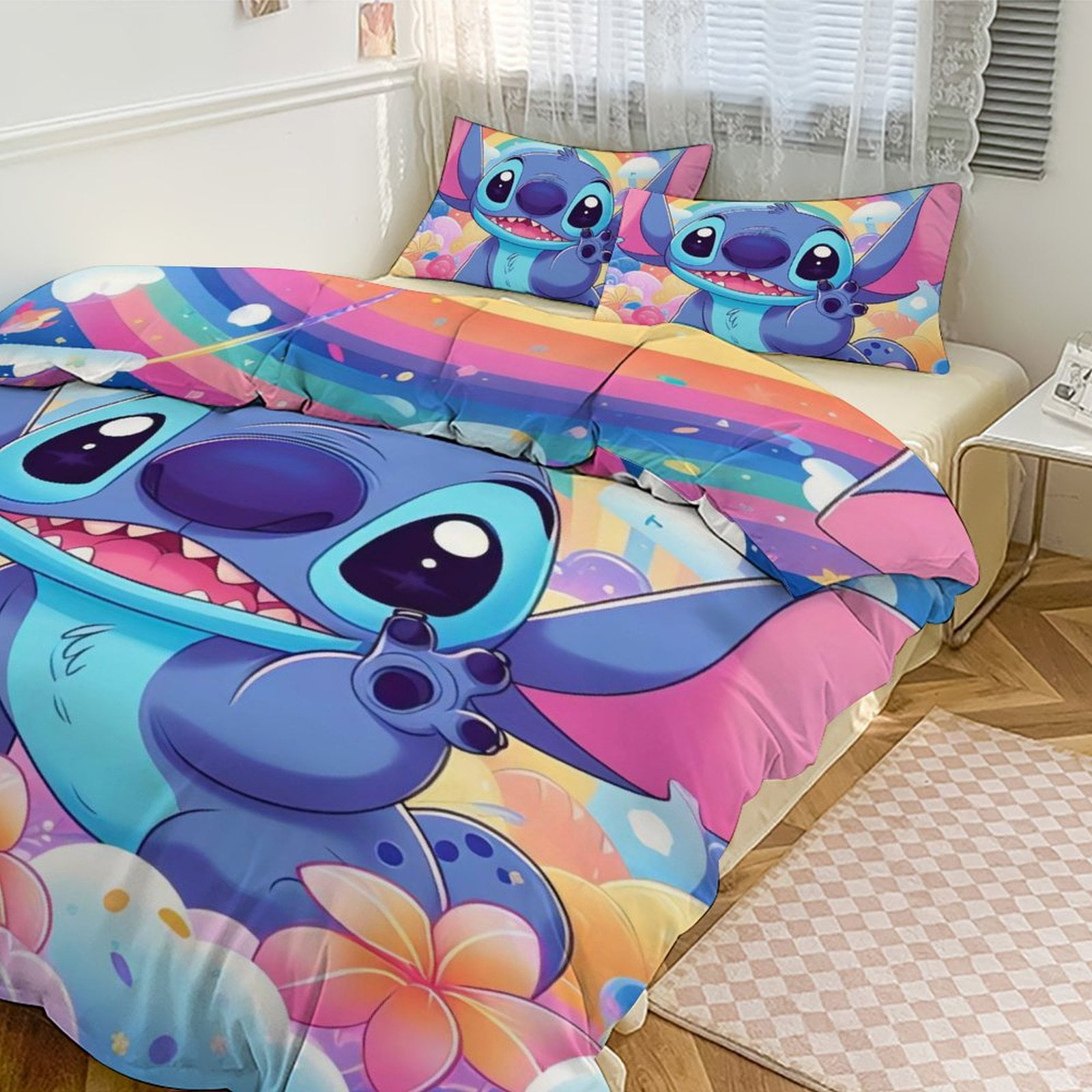 Stitch Cartoon 3 Piece Bed Set Warm And Comfortable Bedding Set for ...