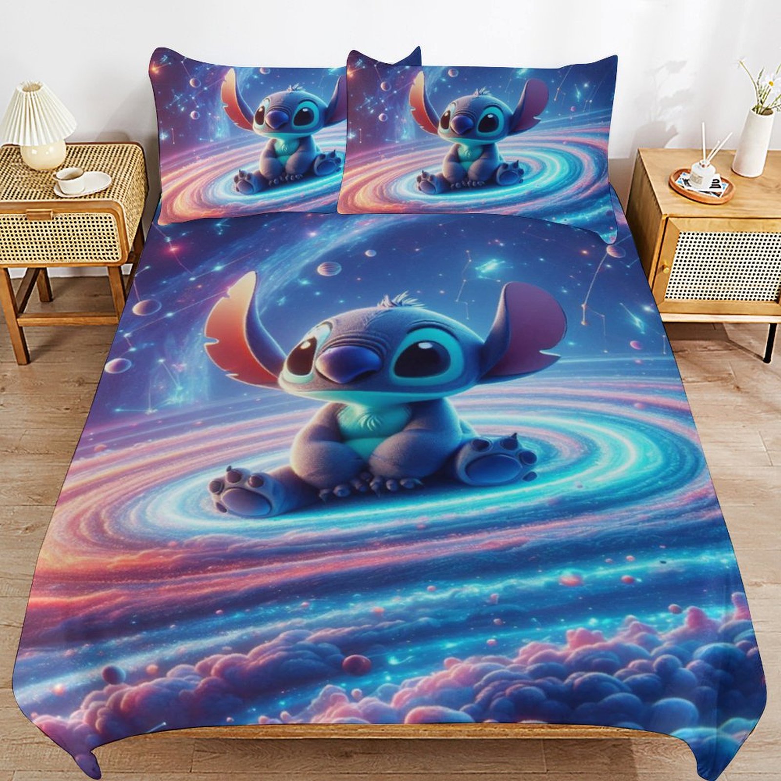 Stitch Cartoon 3 Piece Bed Set Warm And Comfortable Bedding Set for ...