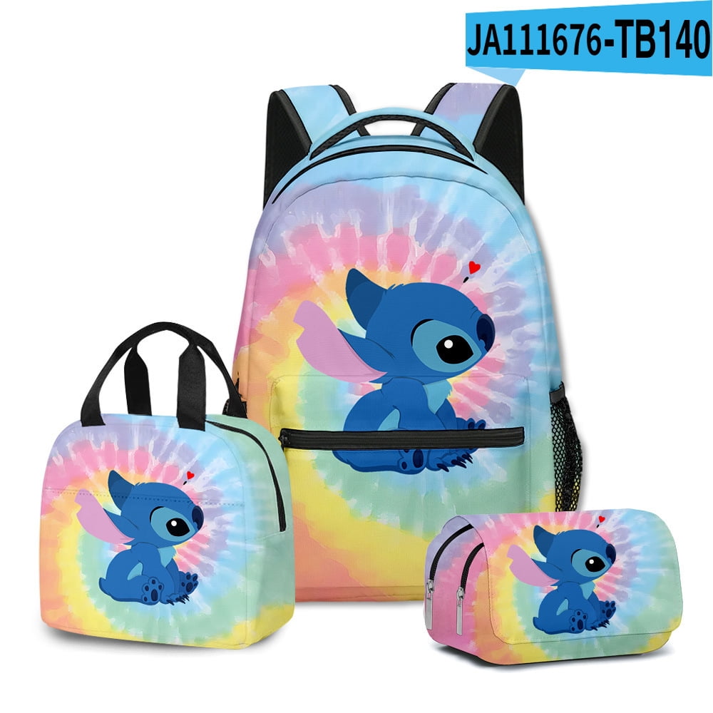 Stitch Cartoon Anime 3 Piece Backpack Lunch Bag & Pencil Case Set ...