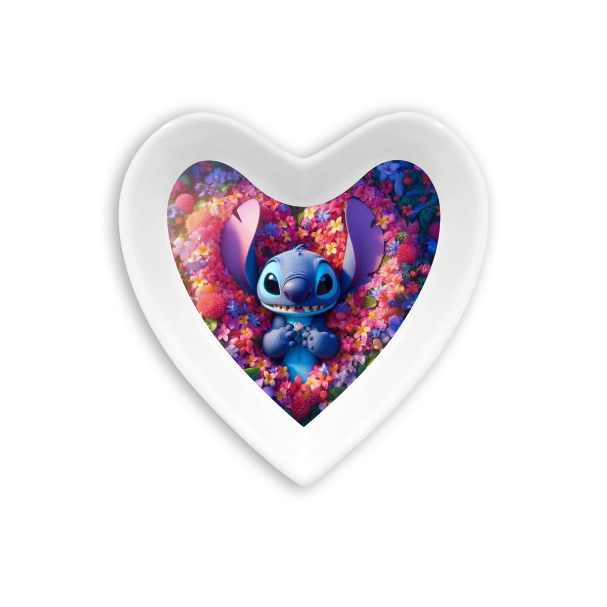 Stitch Cartoon Ceramic Heart-Shaped Jewelry Plate Unique Gift Tray for ...