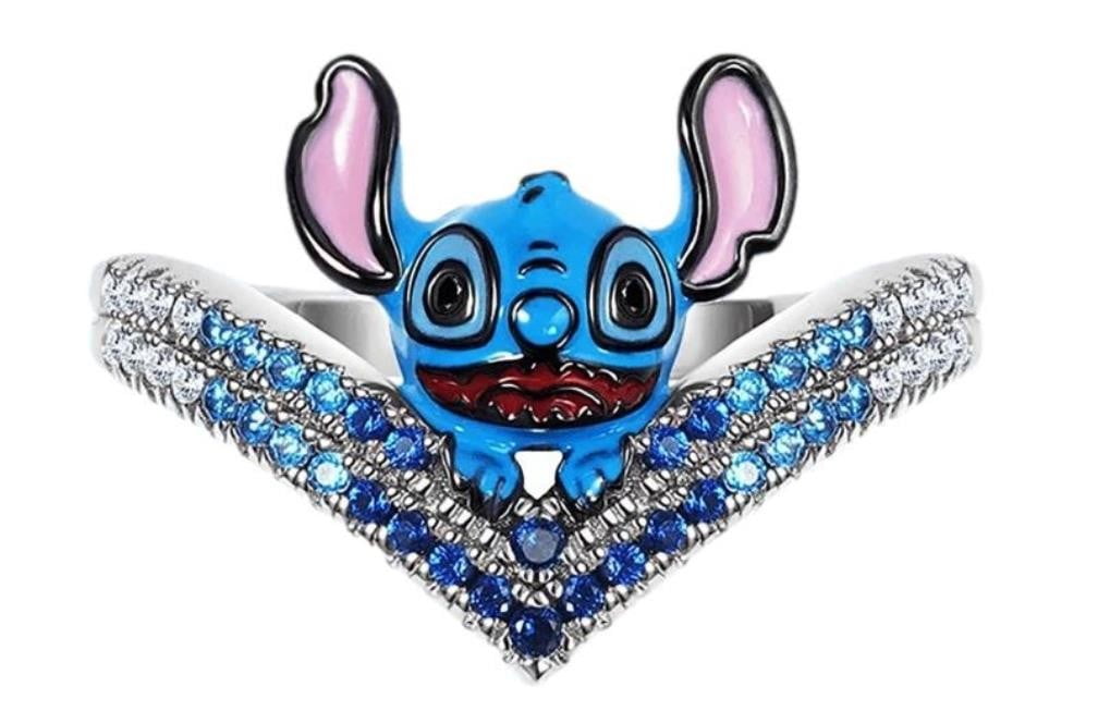 Stitch Cartoon Character With Rhinestones Adjustable OSFM Ring ...