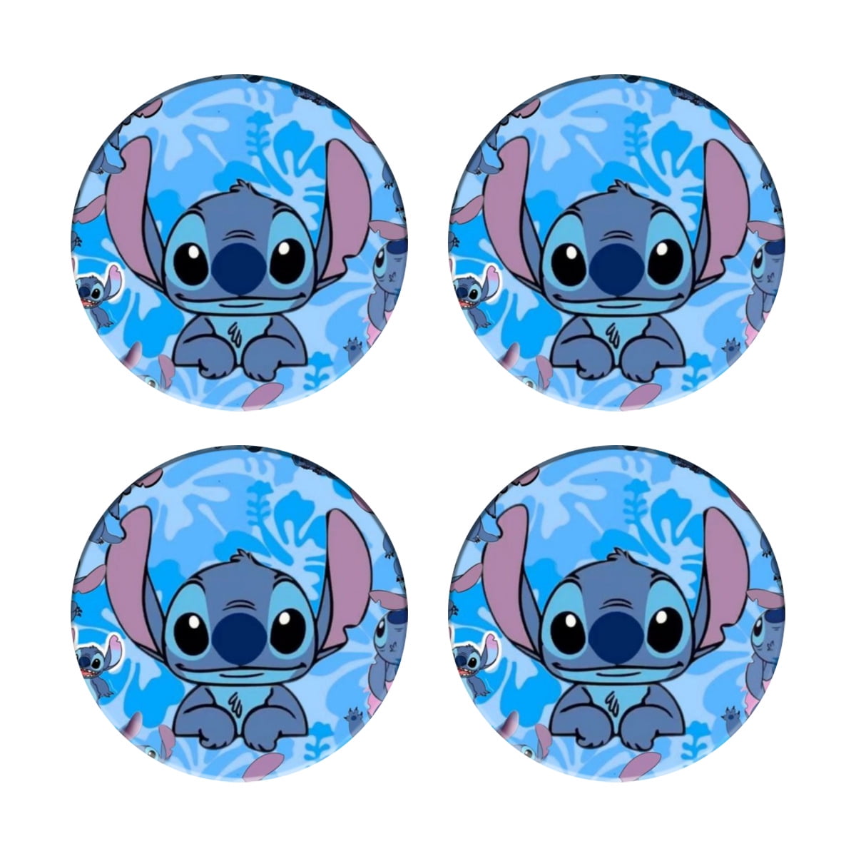 Stitch Cartoon Coasters Round Ceramic 4-Piece Set 3.9 Inch with Cork ...
