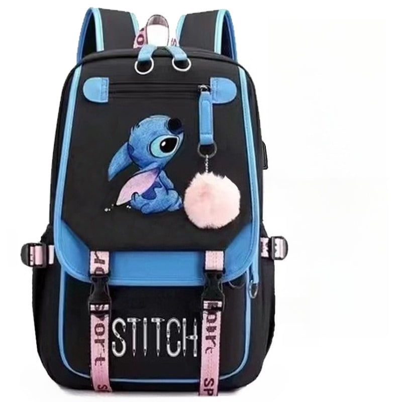 Stitch Cartoon Large Capacity School Bag Student School Bag Travel Bag ...