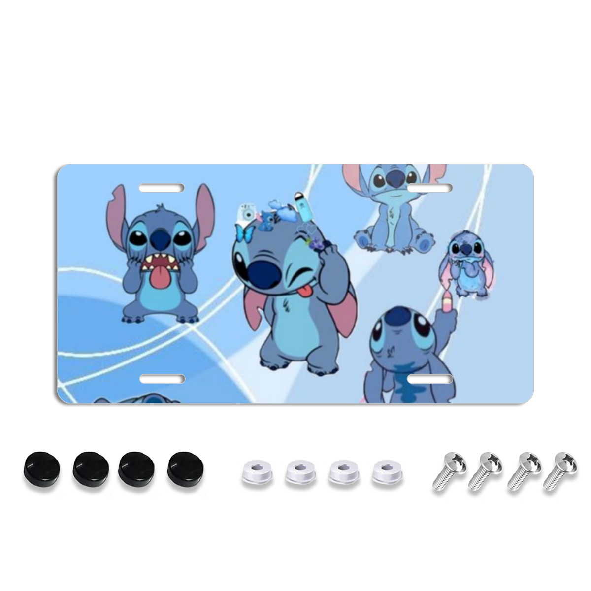 Stitch Cartoon License Plate Cover Personalized Car License Plate Metal ...