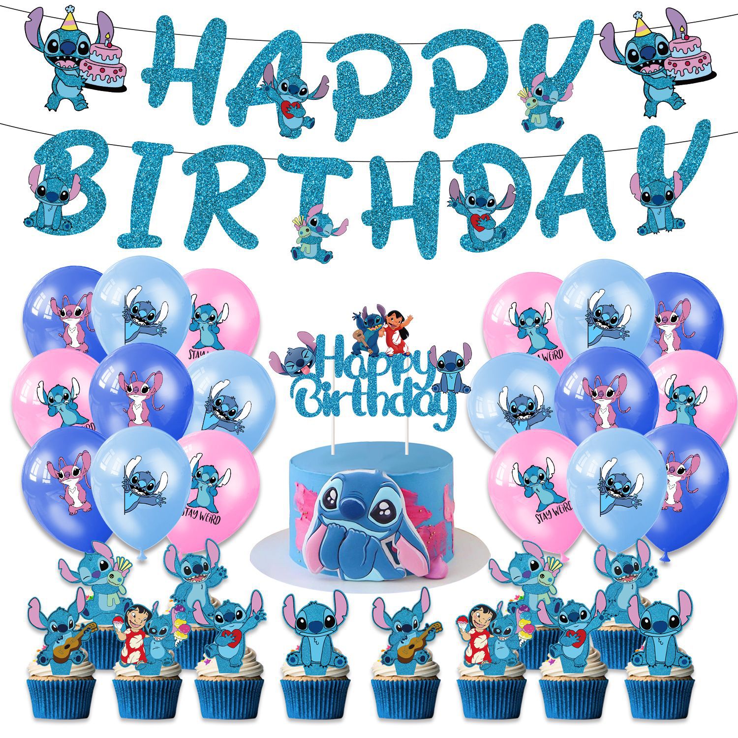 Stitch Cartoon Party Supplies, Boys Girl Mens Womens Birthday Party ...
