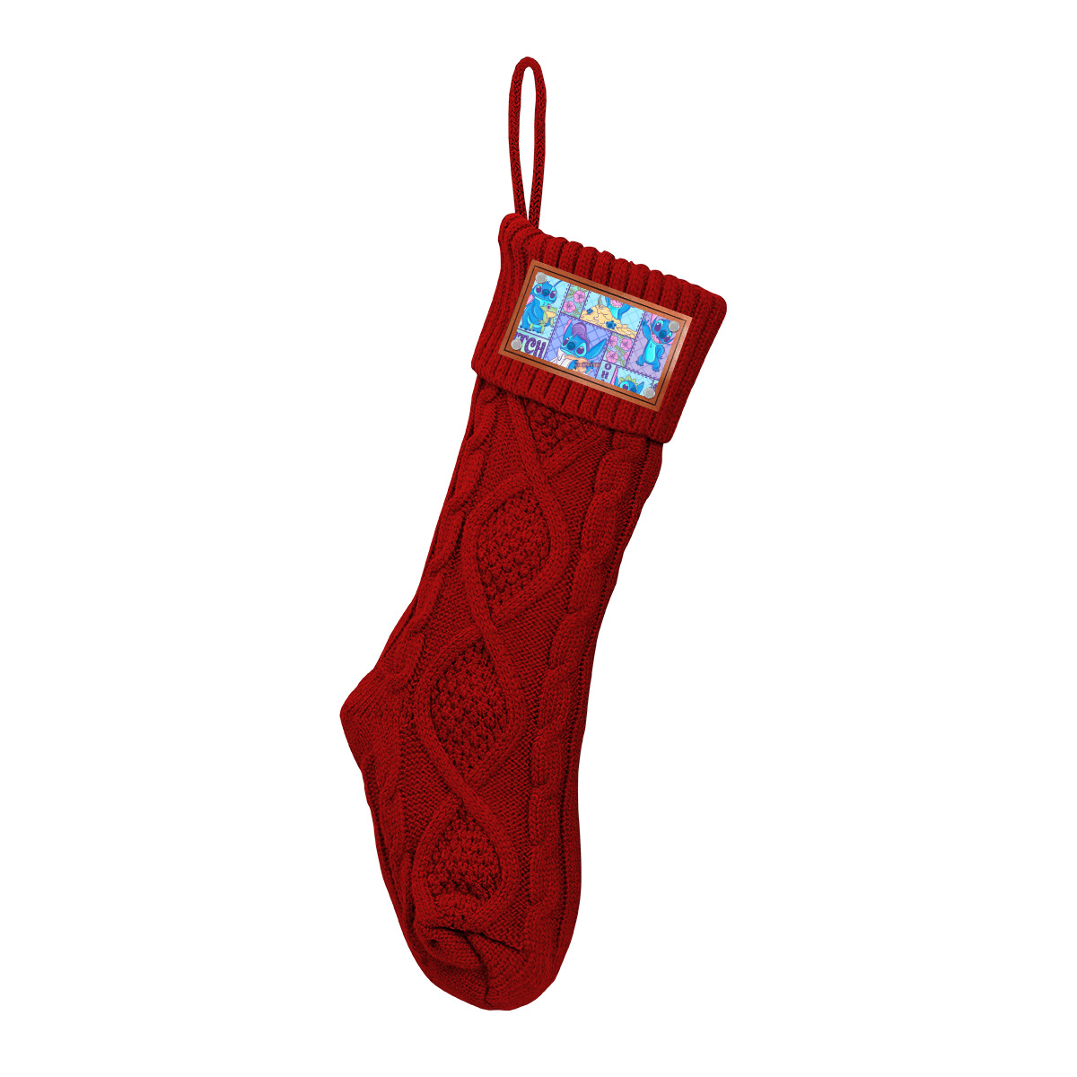 Stitch Cartoon Personalized Christmas Stocking with Leather Family ...