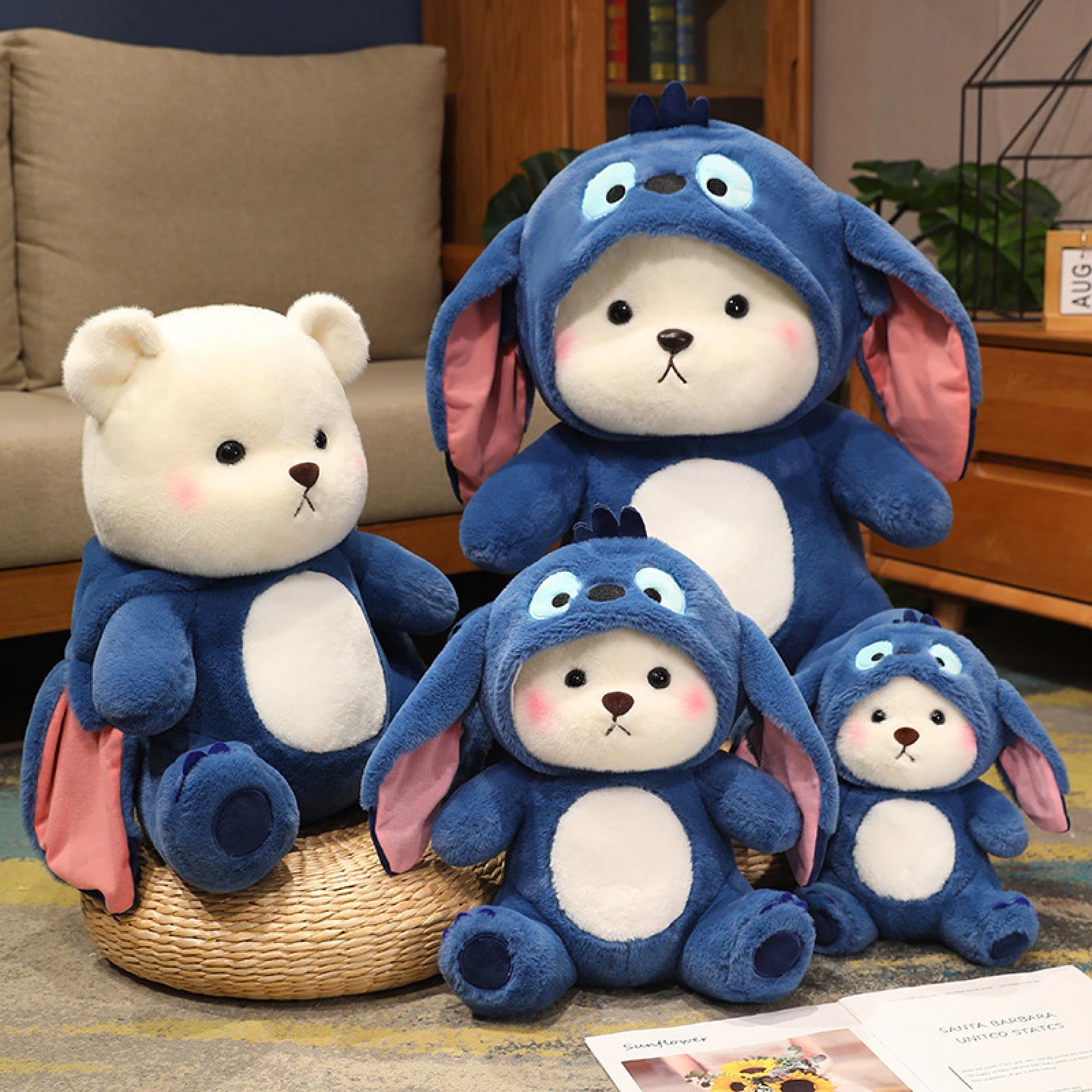 Stitch Cartoon Plush Cross-Dressing Teddy Bear Plush Toy, Cute Teddy ...