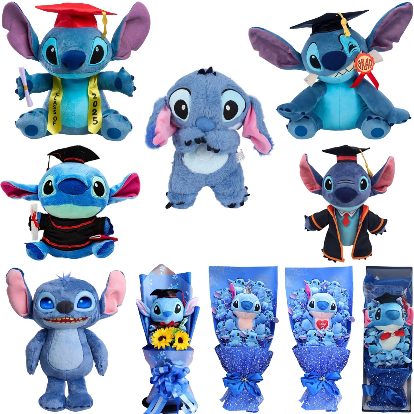 Stitch Cartoon Plush Toy Graduation Bouquet, Funny Stitch Stuffed ...