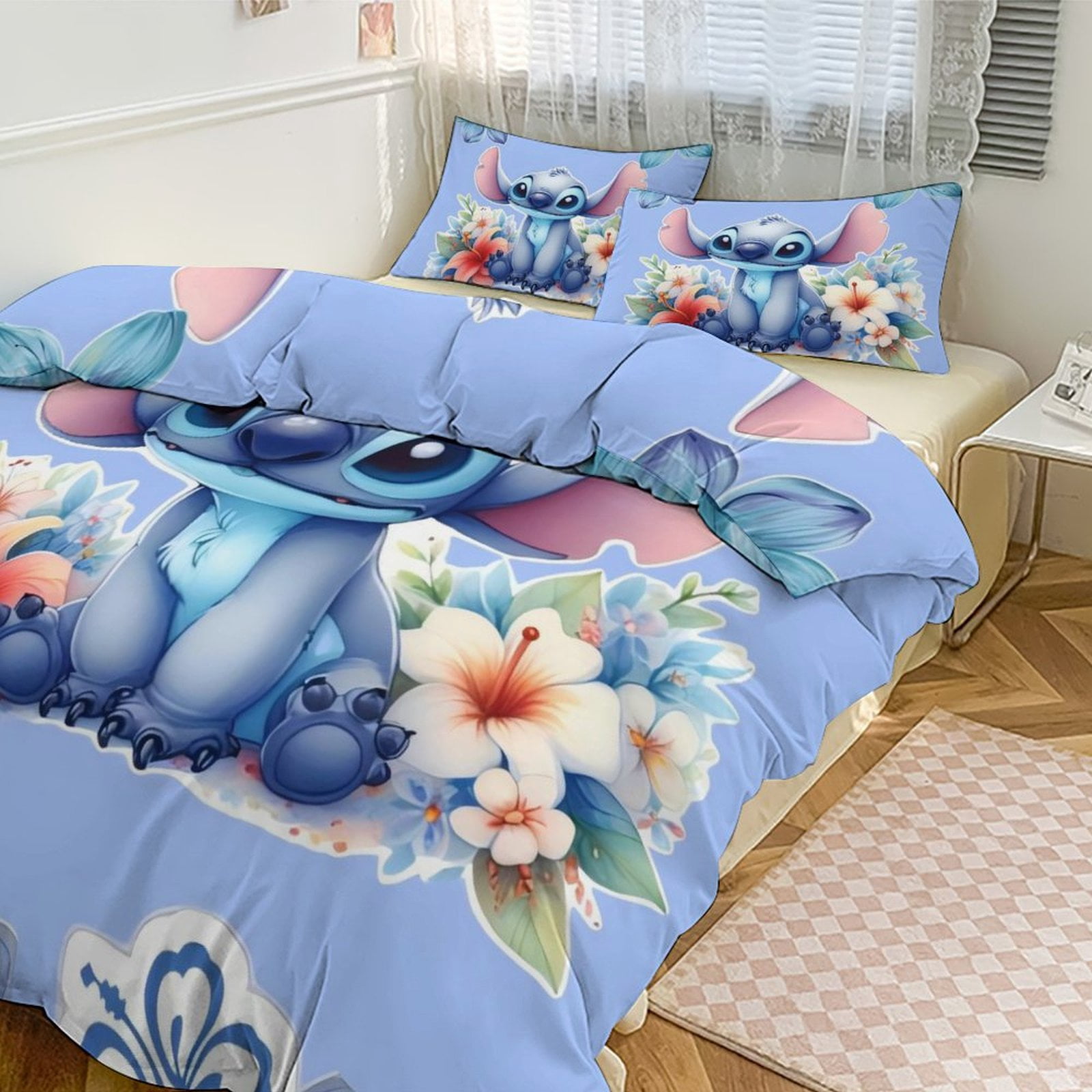 Stitch Cartoon Sheet Set 3 Piece Bedding Set Cute Christmas Bedroom ...