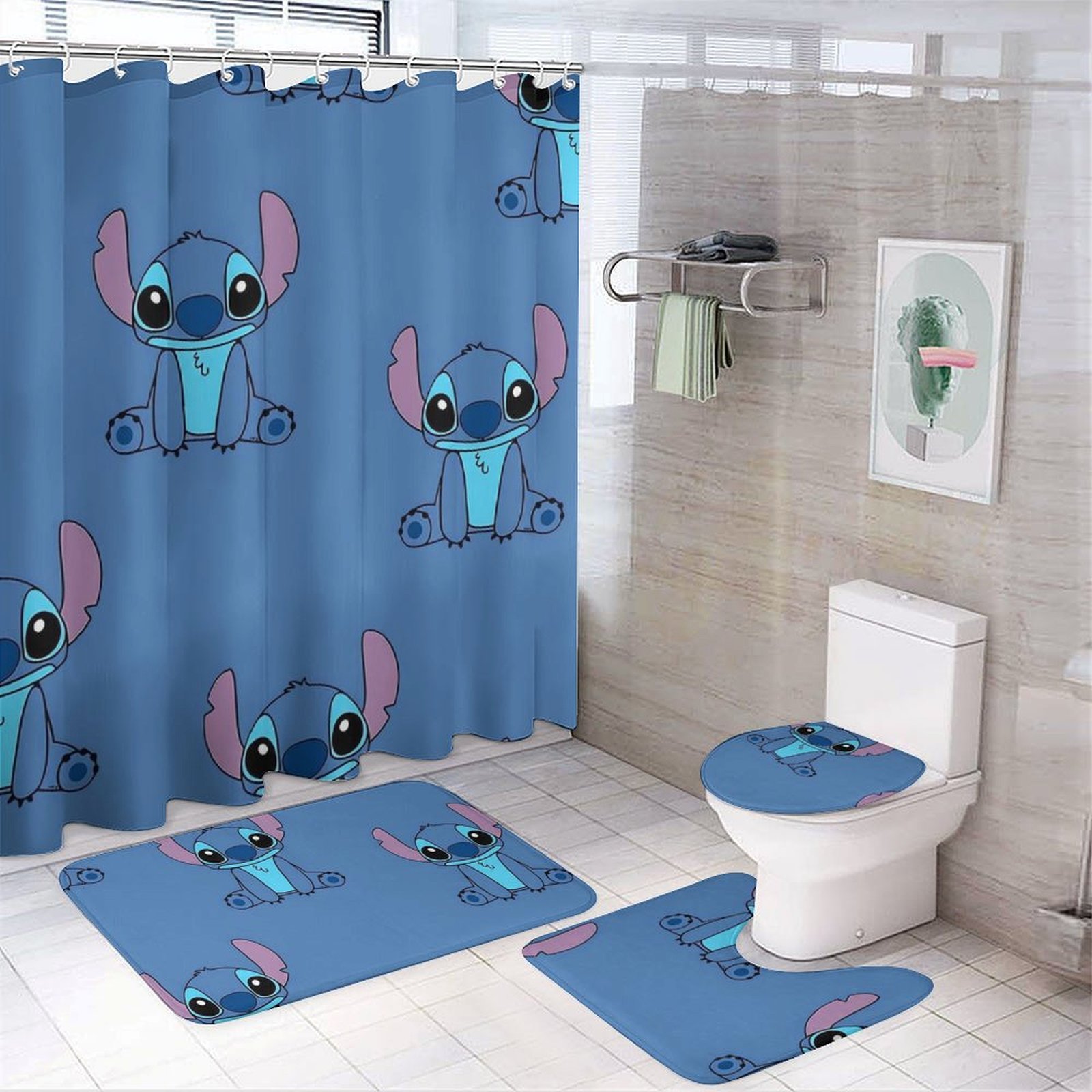 Stitch Cartoon Shower Curtain set 72*72 inCH - Walmart.com