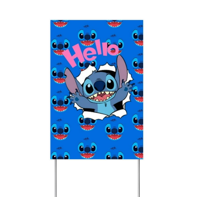 Stitch Cartoon Yard Sign Garden Club Farm Bathroom Wall Decor Sign ...