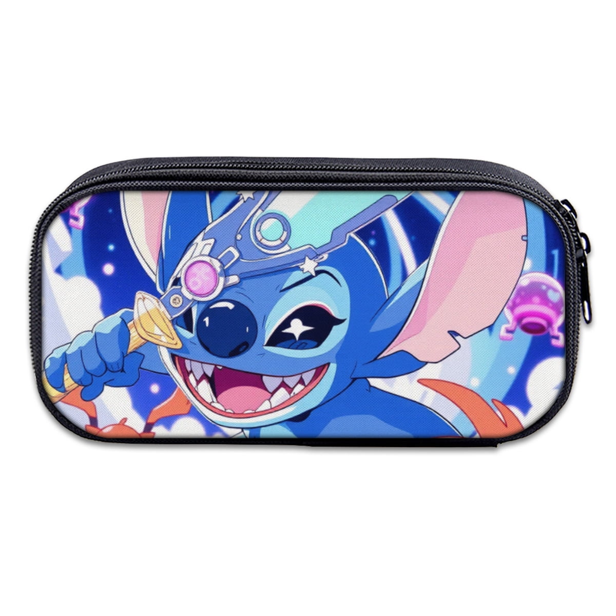 Stitch CartoonPolyester Waterproof Pencil Case With Dual Zipper Pockets ...