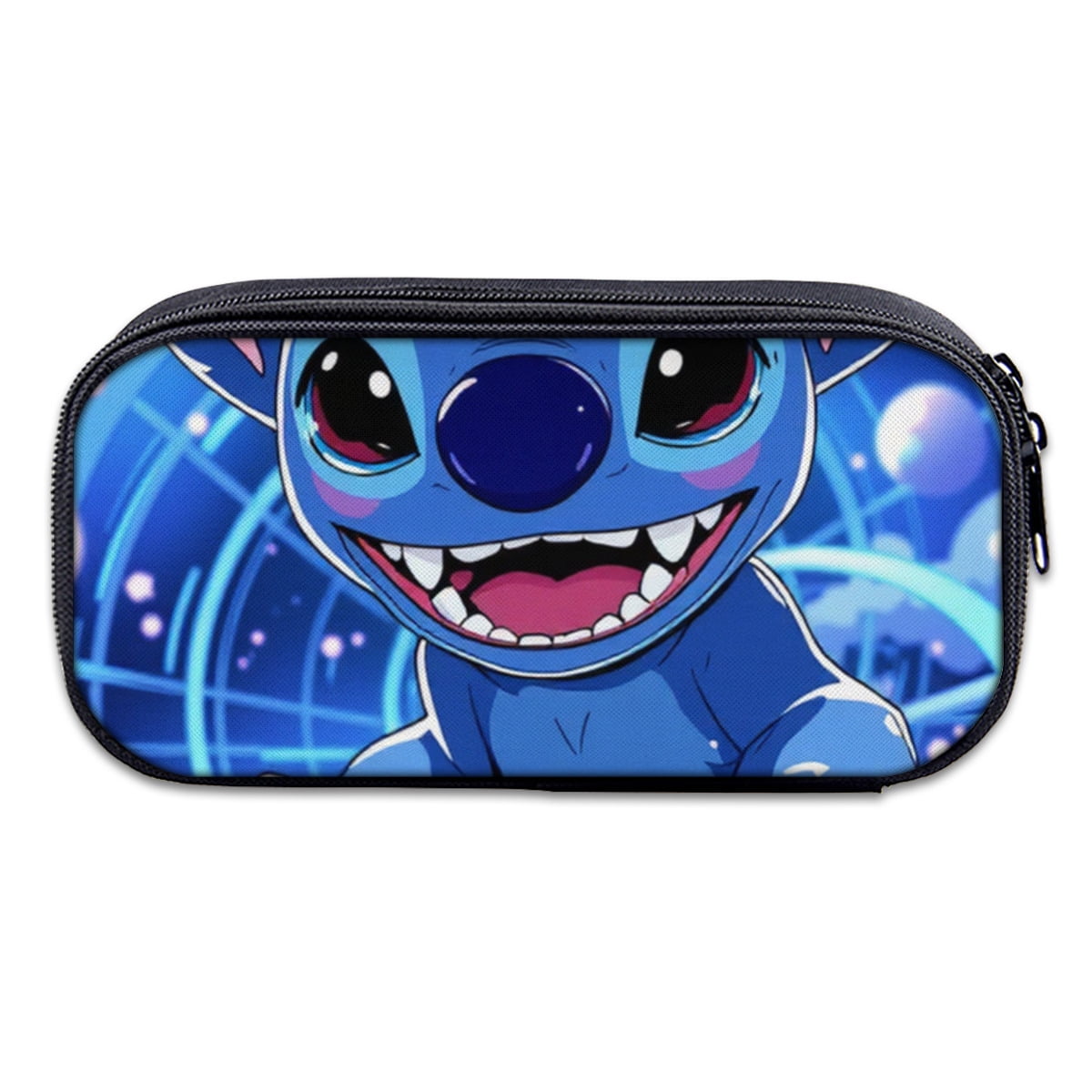 Stitch CartoonPolyester Waterproof Pencil Case With Dual Zipper Pockets ...
