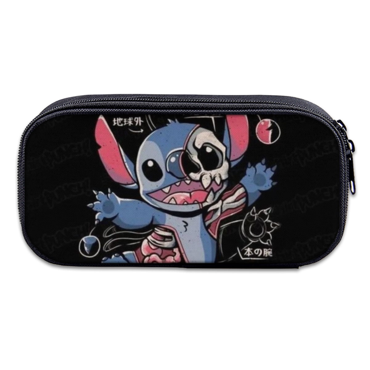 Stitch CartoonPolyester Waterproof Pencil Case With Dual Zipper Pockets ...