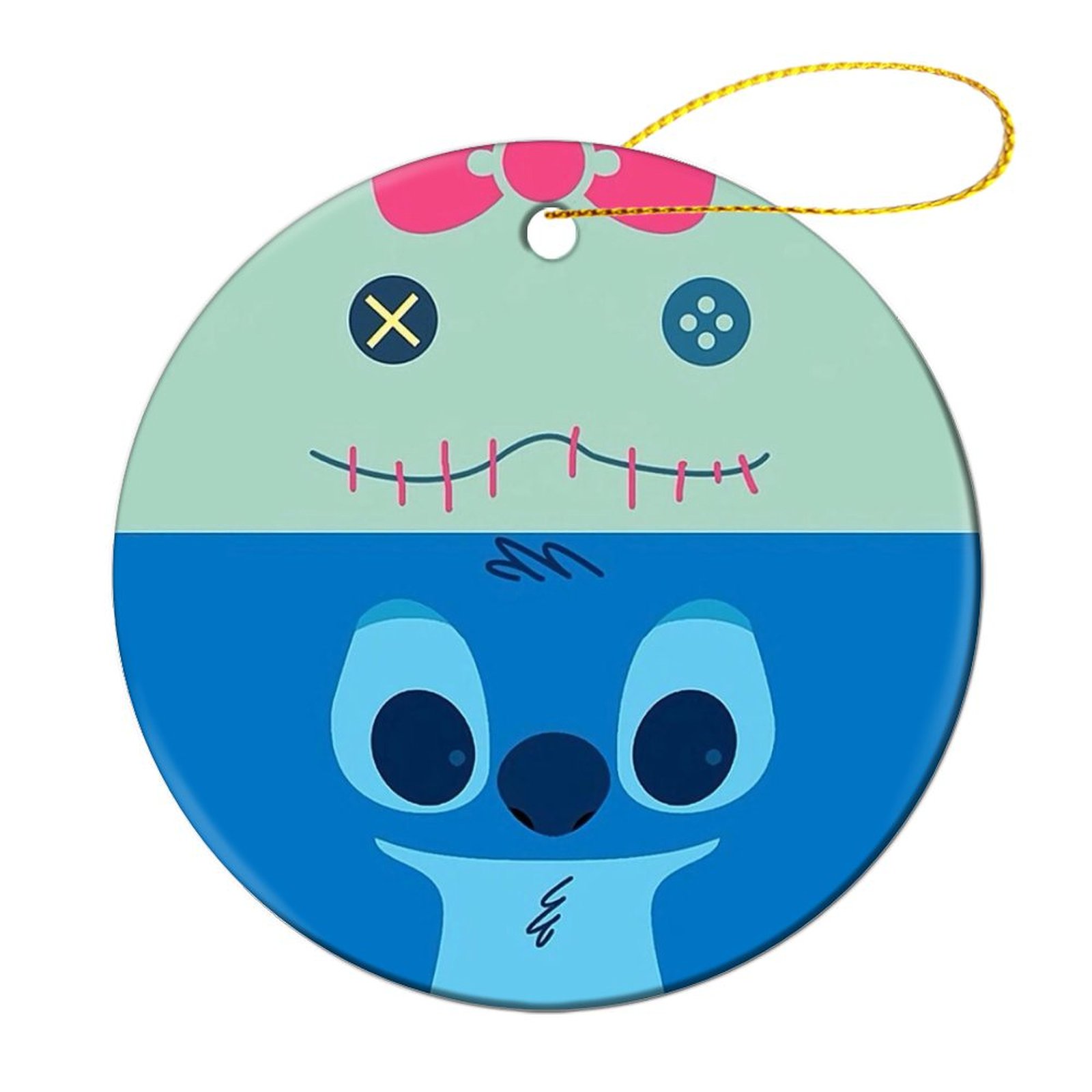 Stitch Ceramic Christmas Circular Ornament 2024 - Double-sided Printed ...
