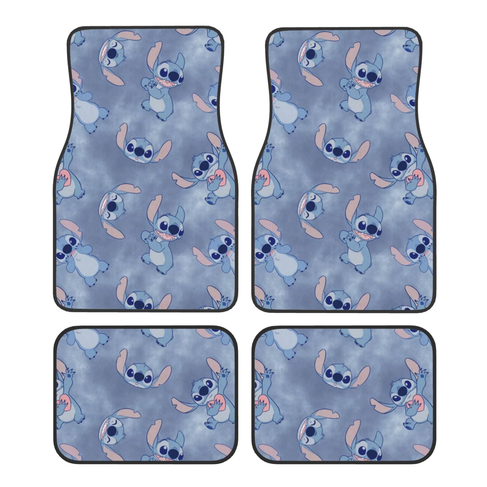 Stitch Character Car Floor Mats 4-Piece Full Set Decor Front Rear Auto ...