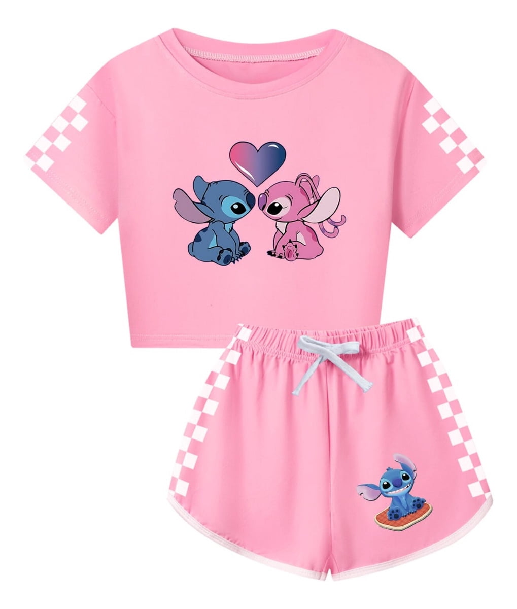 Stitch Character Clothing for Girls – Kids 2-Piece Outfit with Short ...