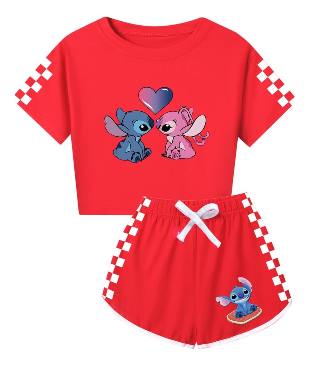 Stitch Character Clothing for Girls – Kids 2-Piece Outfit with Short ...