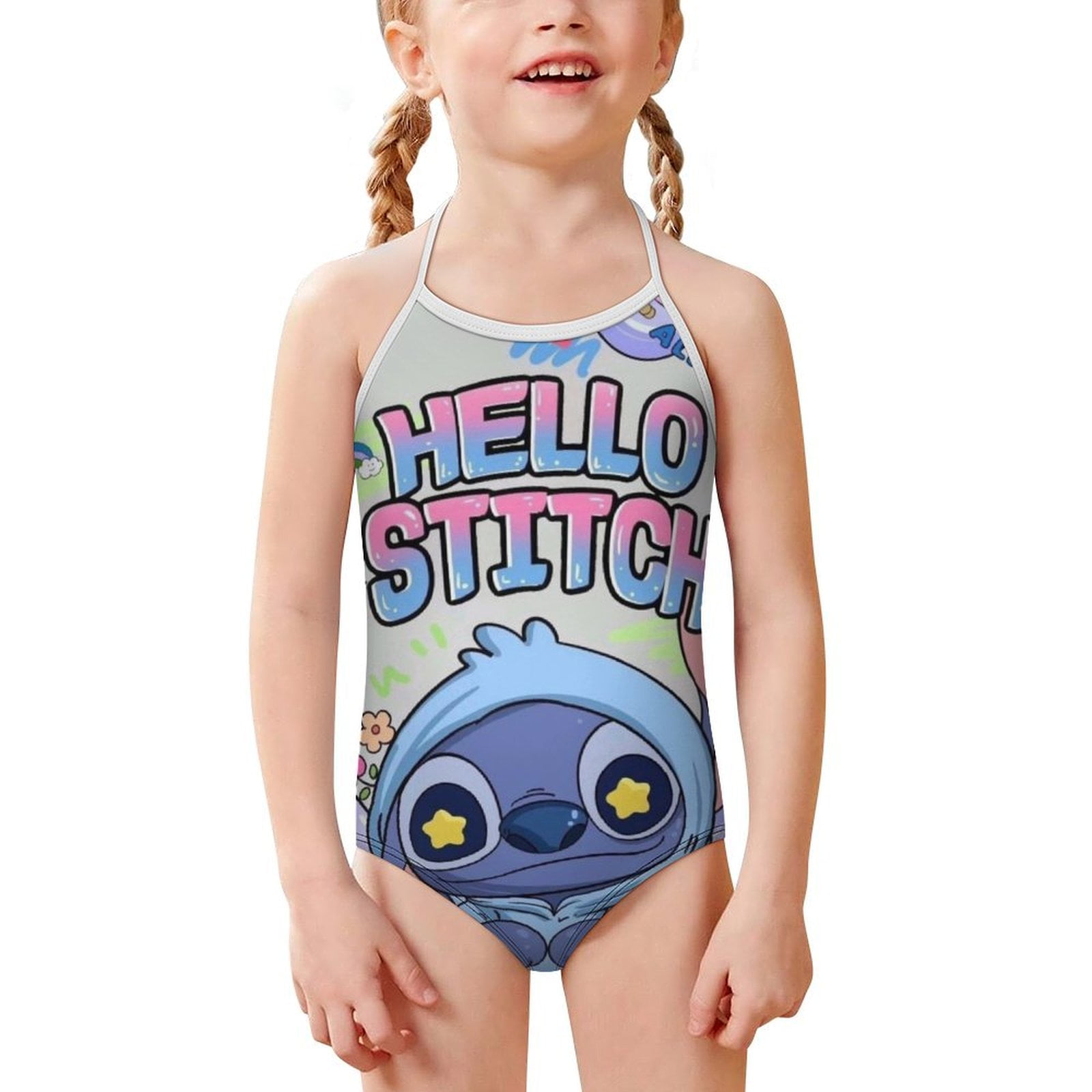 Stitch Children's Strap Swimsuit Girls' One Piece Swimsuit Kawaii ...