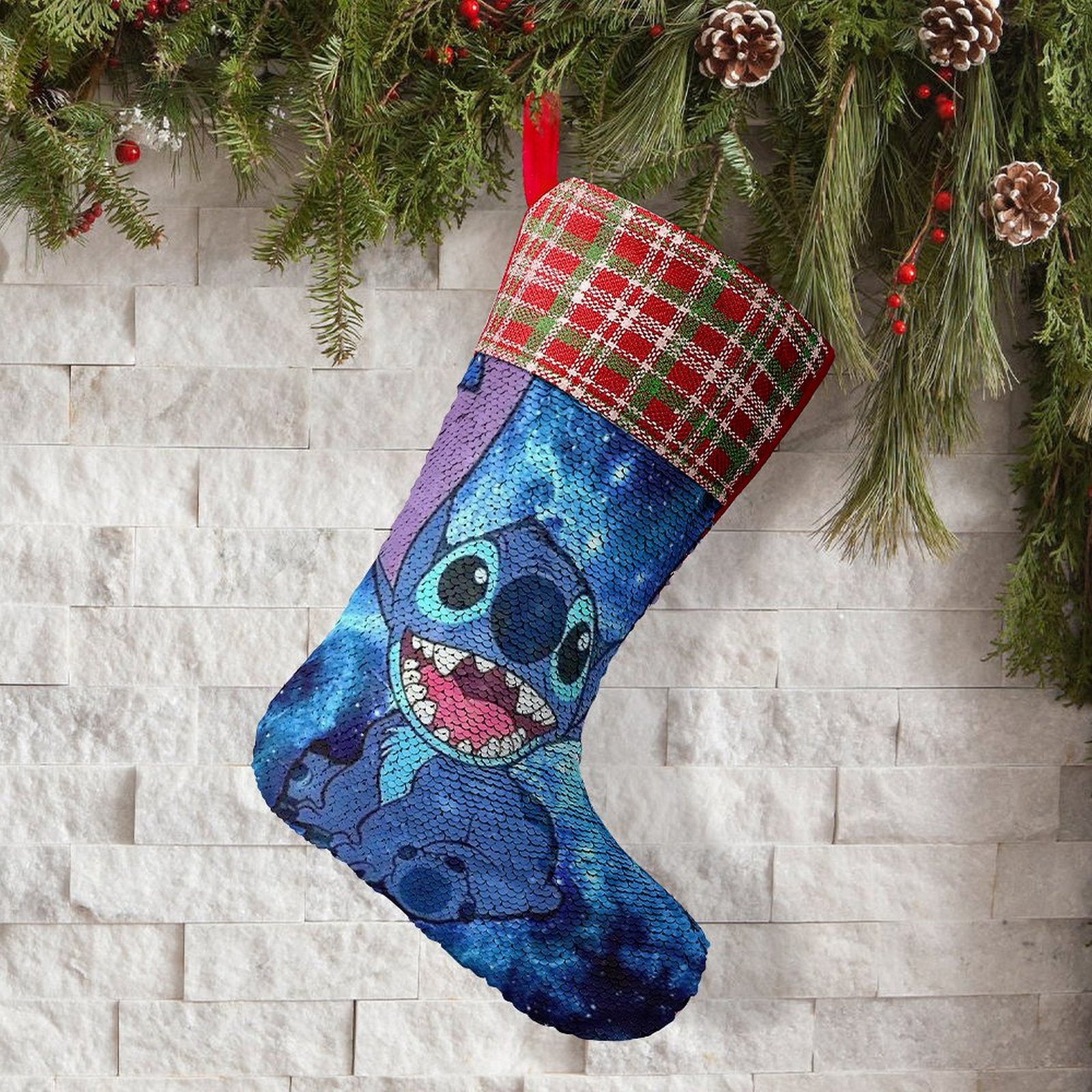 Stitch Christmas Stockings,Reversible Color Changing Magical Stocking ...