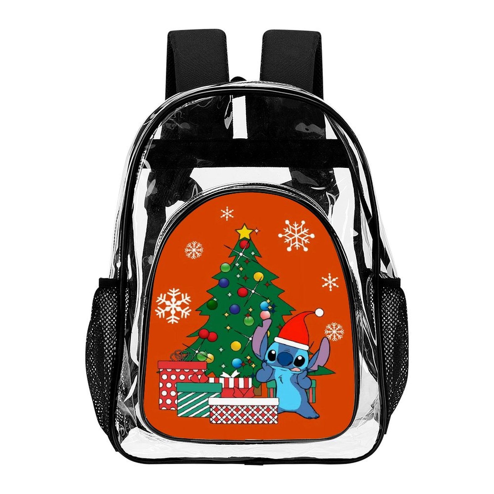 Stitch Christmas Tree Angel Large Clear Backpack Heavy Duty Transparent ...