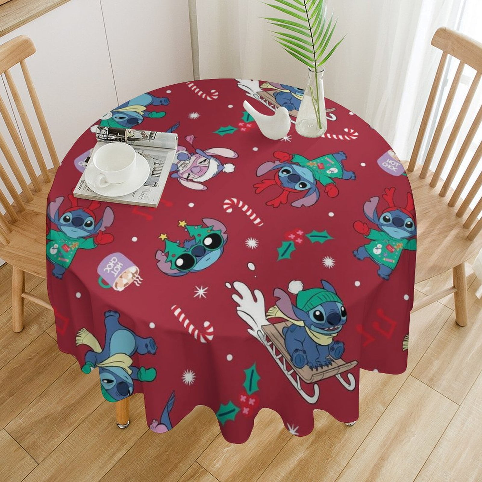 Stitch Christmas round plastic waterproof tablecloth 50x50in - Walmart.com