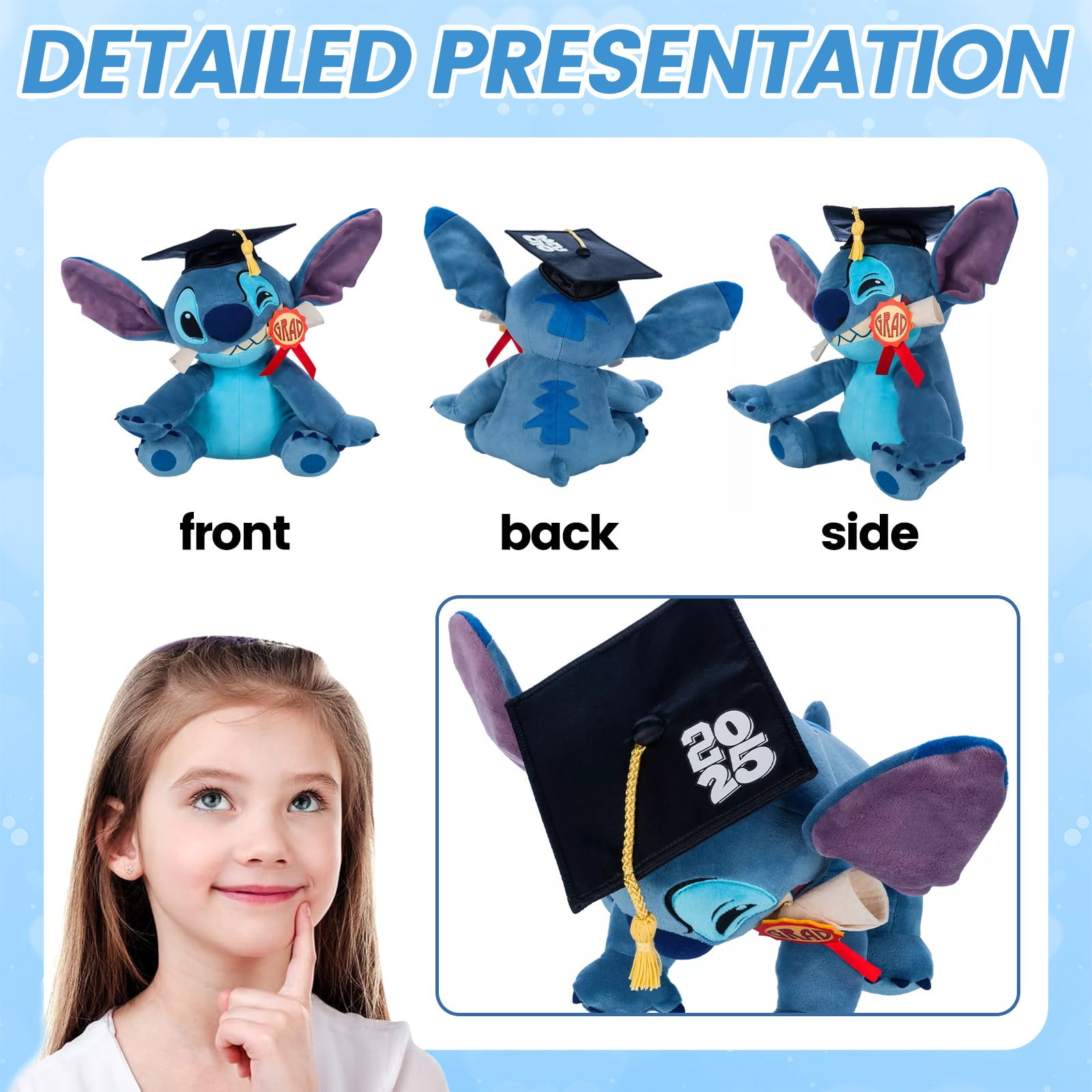 Stitch Class of 2025 Graduation 11-inch Large Plush Stitch Cute Stitch ...