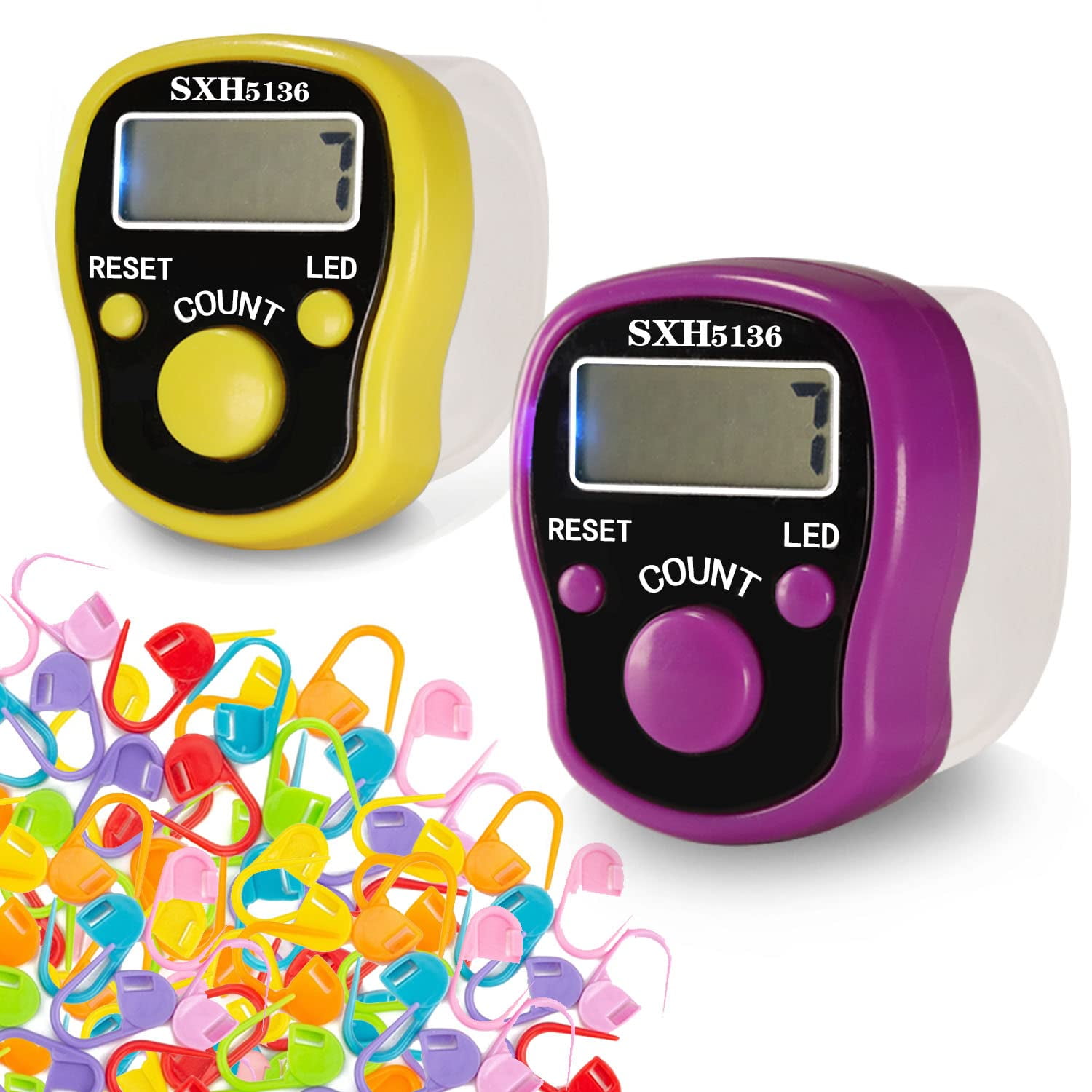 Stitch Counters 2 Pcs LED Digital Row Counter Stitch Markers 50 Pcs ...