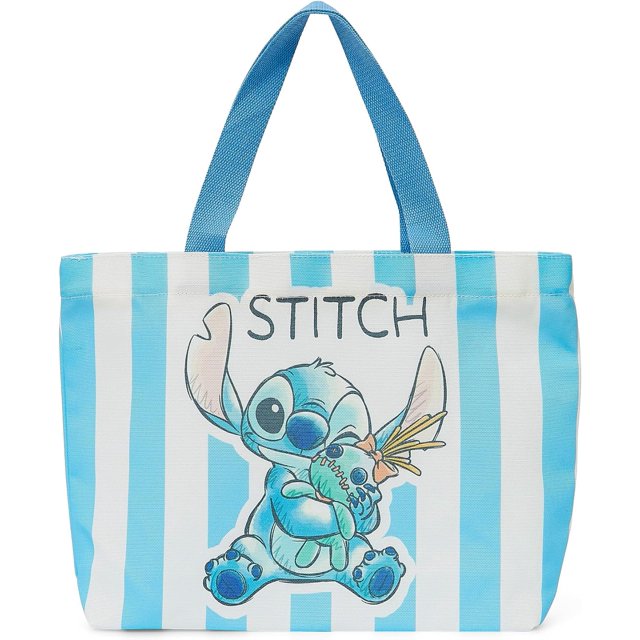Stitch Cute Canvas Tote Bag For Women Zipper Large Capacity Cotton