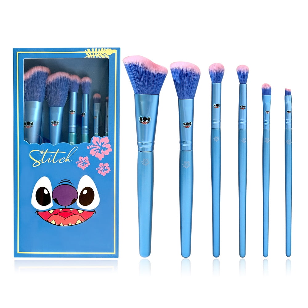 Stitch Cute Cartoon-Themed Makeup Brush Set - 6-Piece Cosmetic Brushes ...