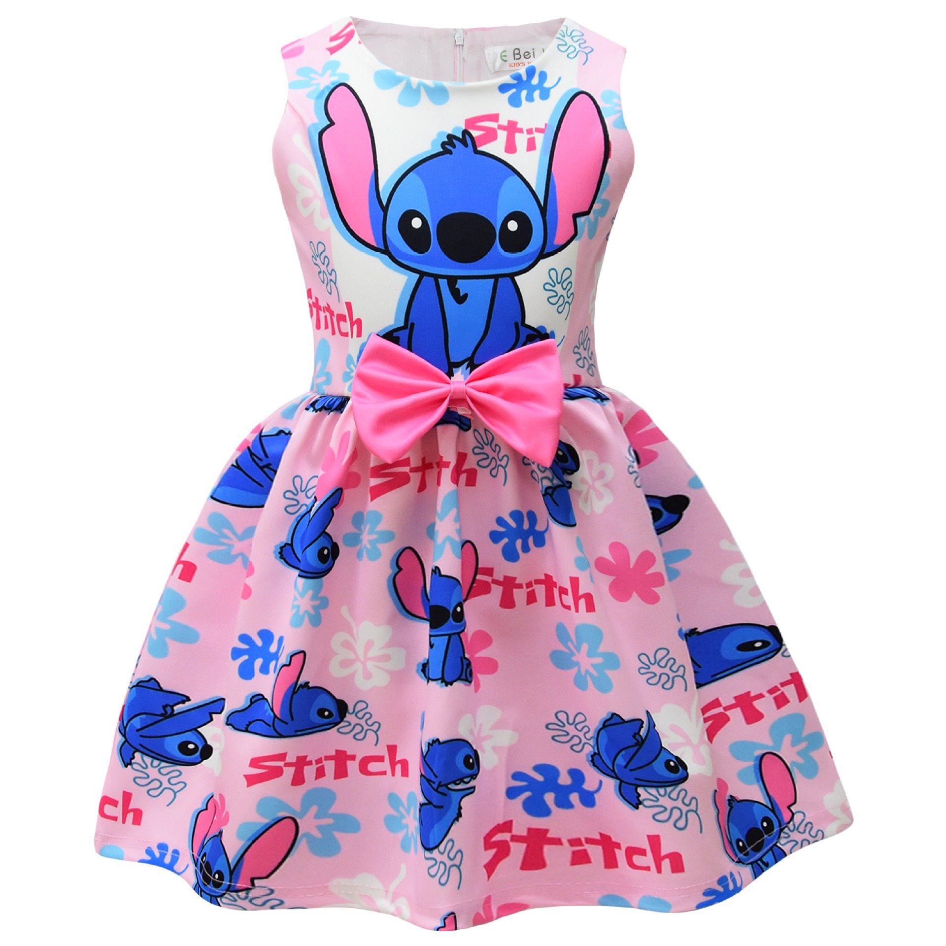 Stitch Cute Casual Dress Girls Sleeveless Summer Anime Birthday Party ...