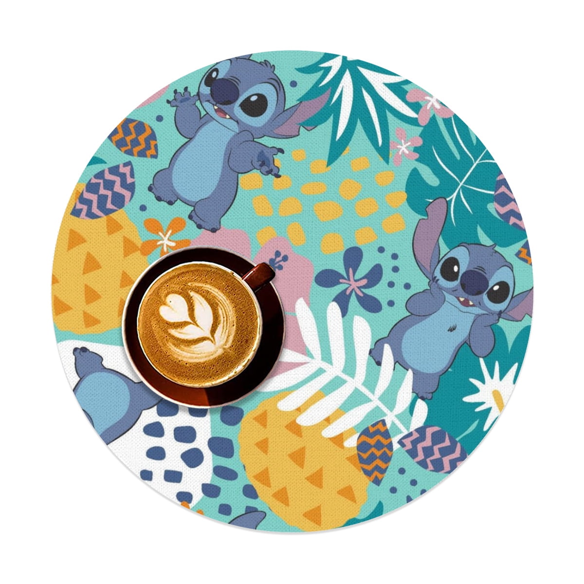 Stitch Cute Placemats Set of 4, 14 Inch Summer Round Table Mats for ...