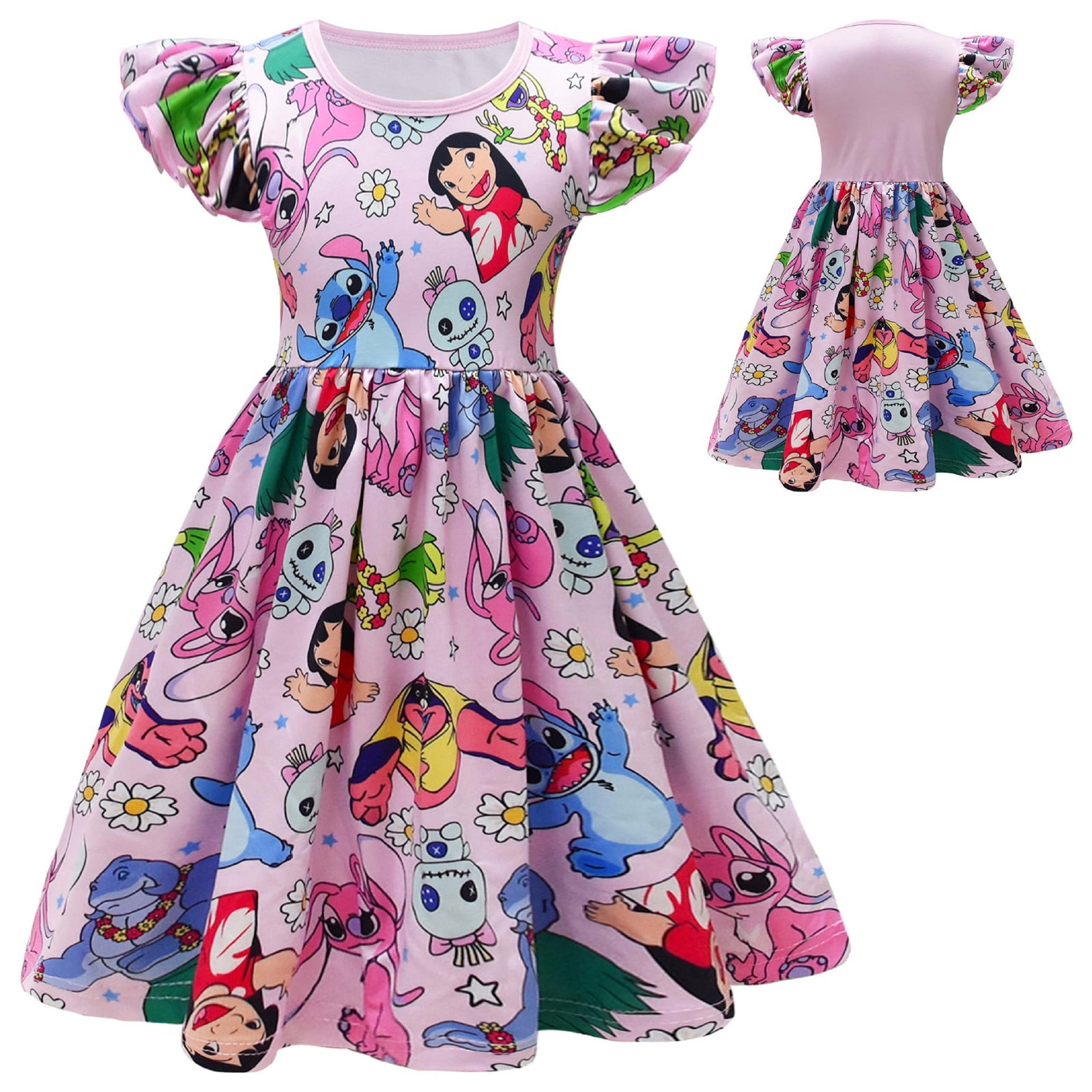 Stitch Dress Halloween Girls Princess Dress Toddler Ruffle Sleeves ...