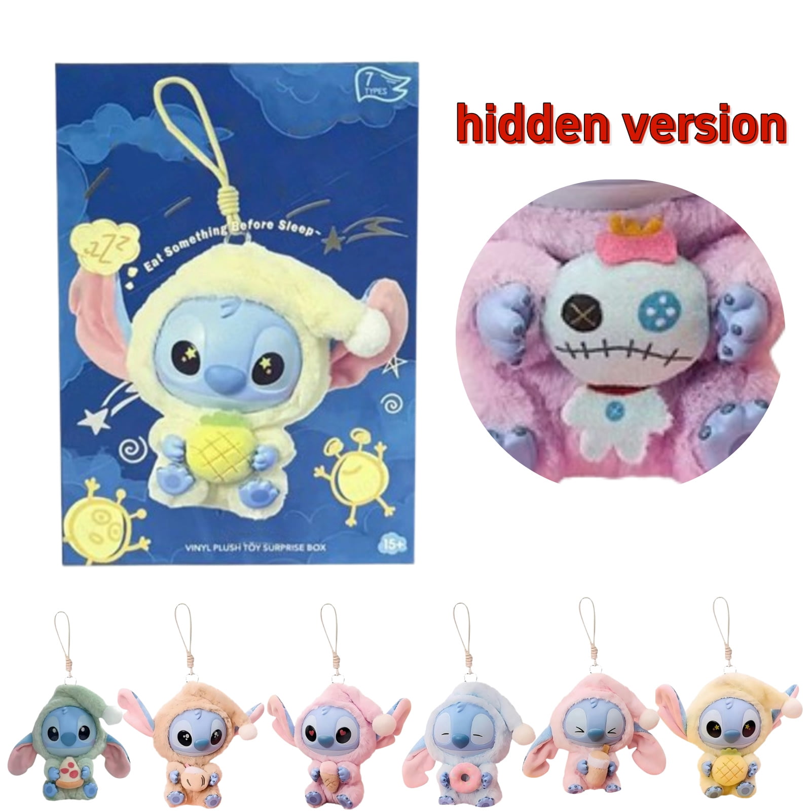 Stitch Eat Something Before Sleep Series Figurines Blind Box, 7" Stitch Decor Duo: Plush Stuffed ...