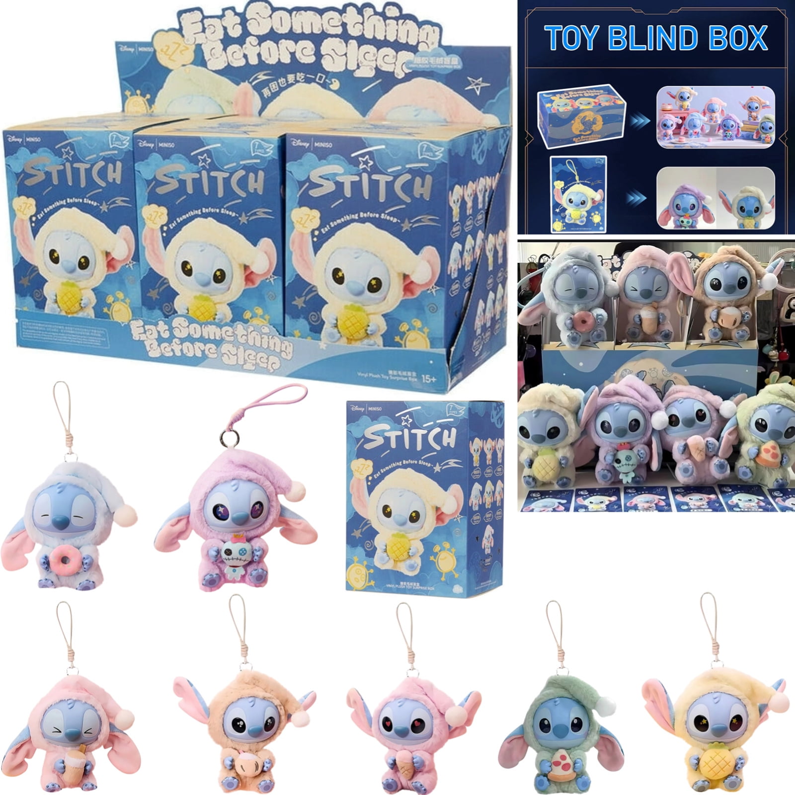 Stitch Eat Something Before Sleep Series- 7" Stitch Plush Keychain Toys ...