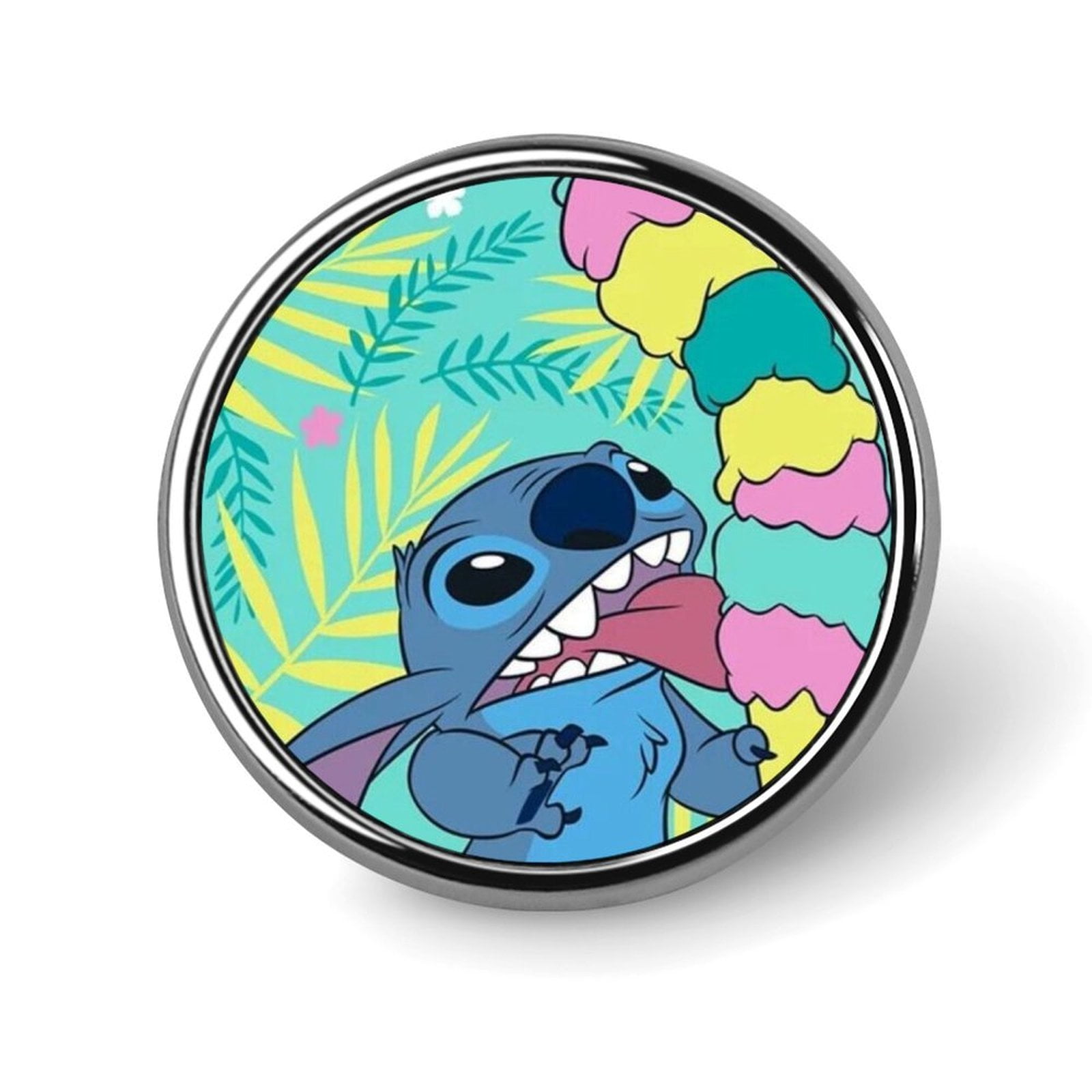 Stitch Eating Ice Cream DIY Round Badge Aluminum Alloy Badges ...