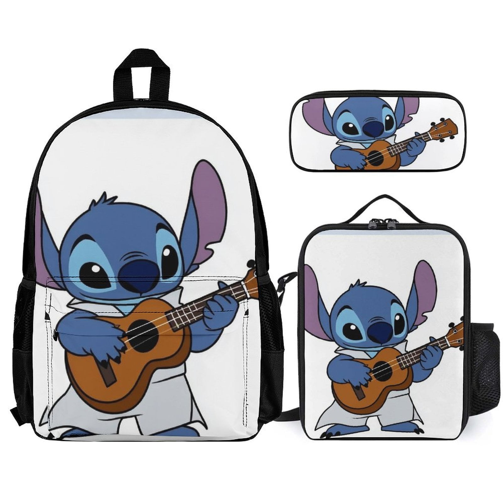 Stitch Elvis Guitar Art Backpack Set Lightweight Backpack for Book Bag ...