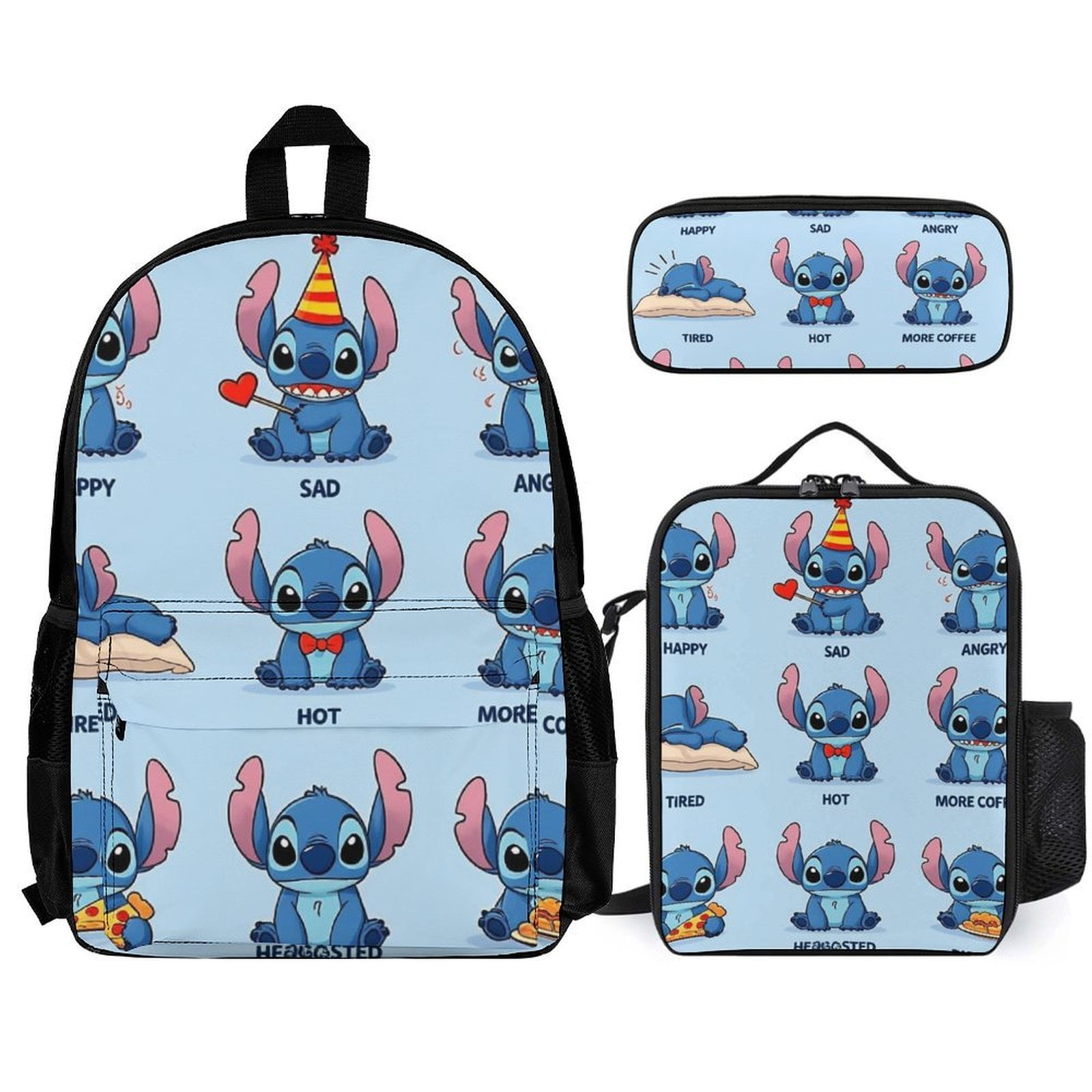 Stitch Emotions Set 3PCS Backpack Backpack with Lunch Box Pencil Case ...