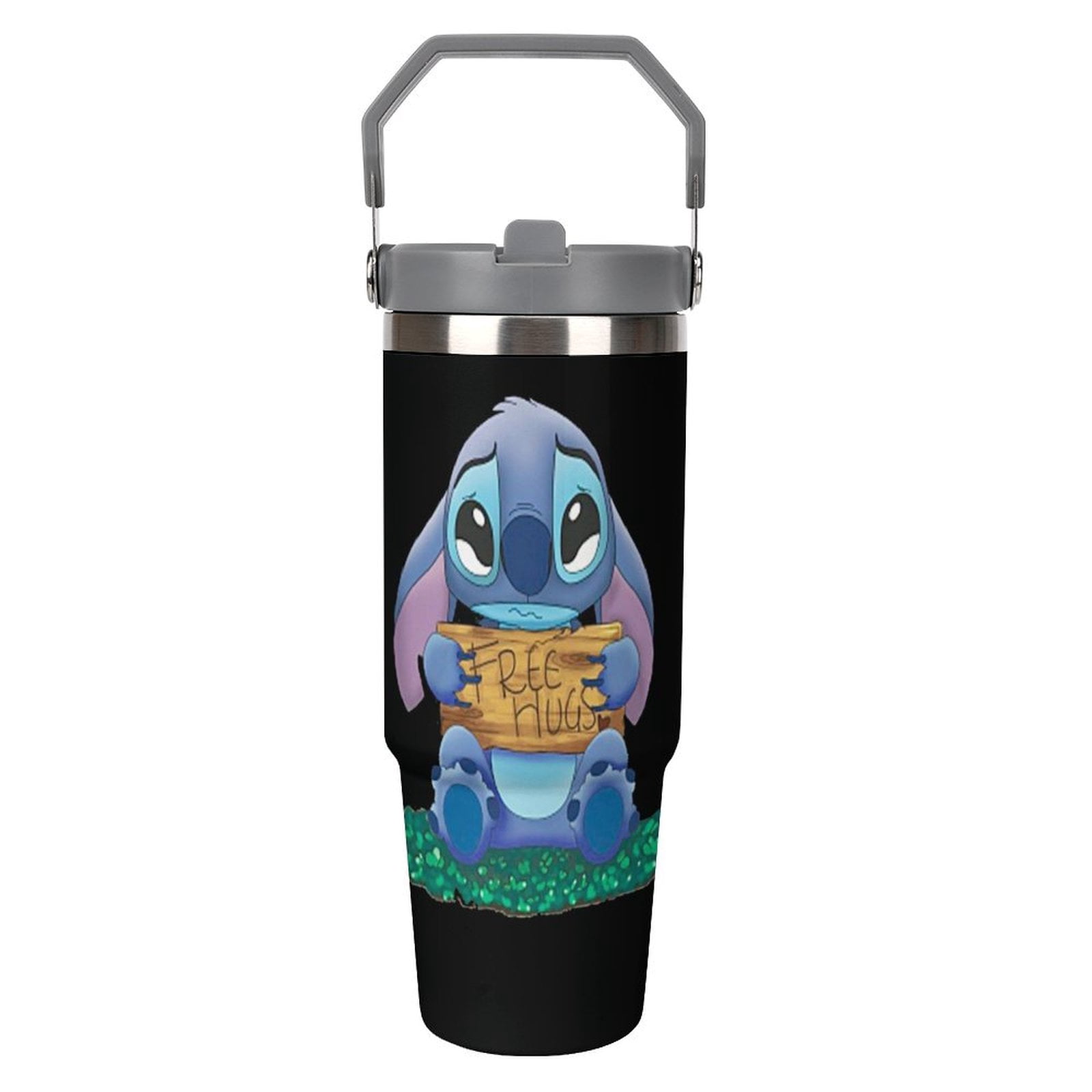 Stitch FREE Hugs 30oz Stainless Steel Tumblers with Flip Straw & Handle ...