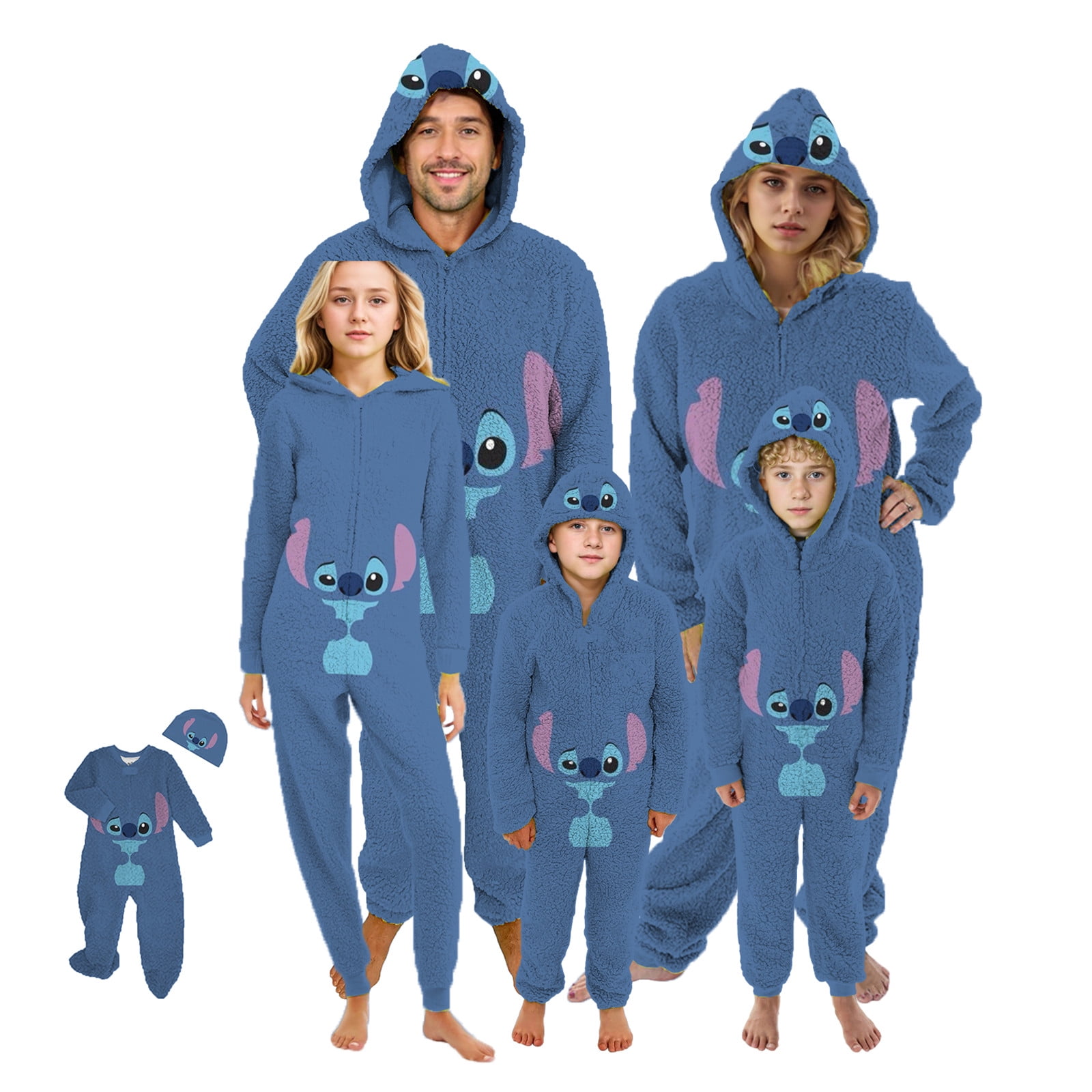 Stitch Flannel Family Onesie Christmas Pajamas Matching Zippered ...
