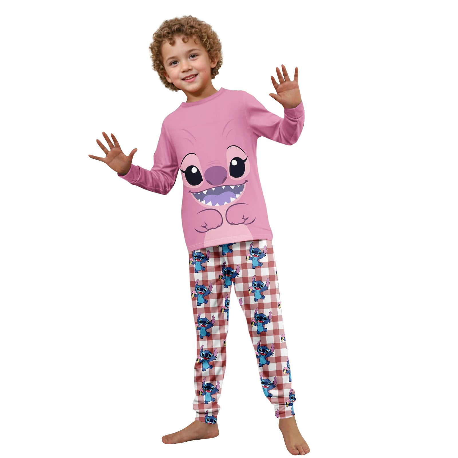 Stitch Family Pajamas Prints Family Matching Long Sleeve Tops+Pants Set ...