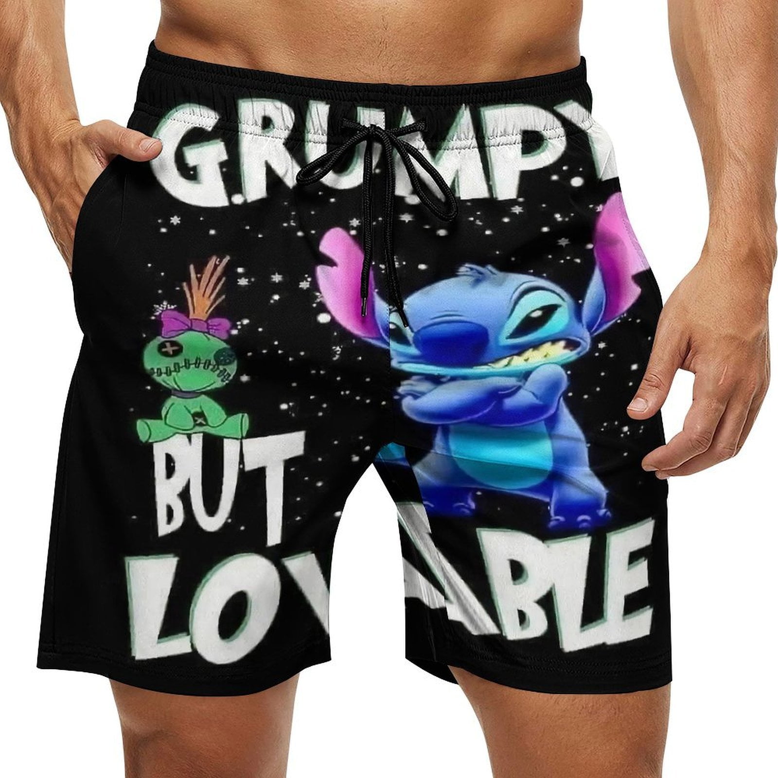 Stitch GRUMPY BUT LOVABLE Men's Swim Trunks Quick Dry Bathing Suit ...