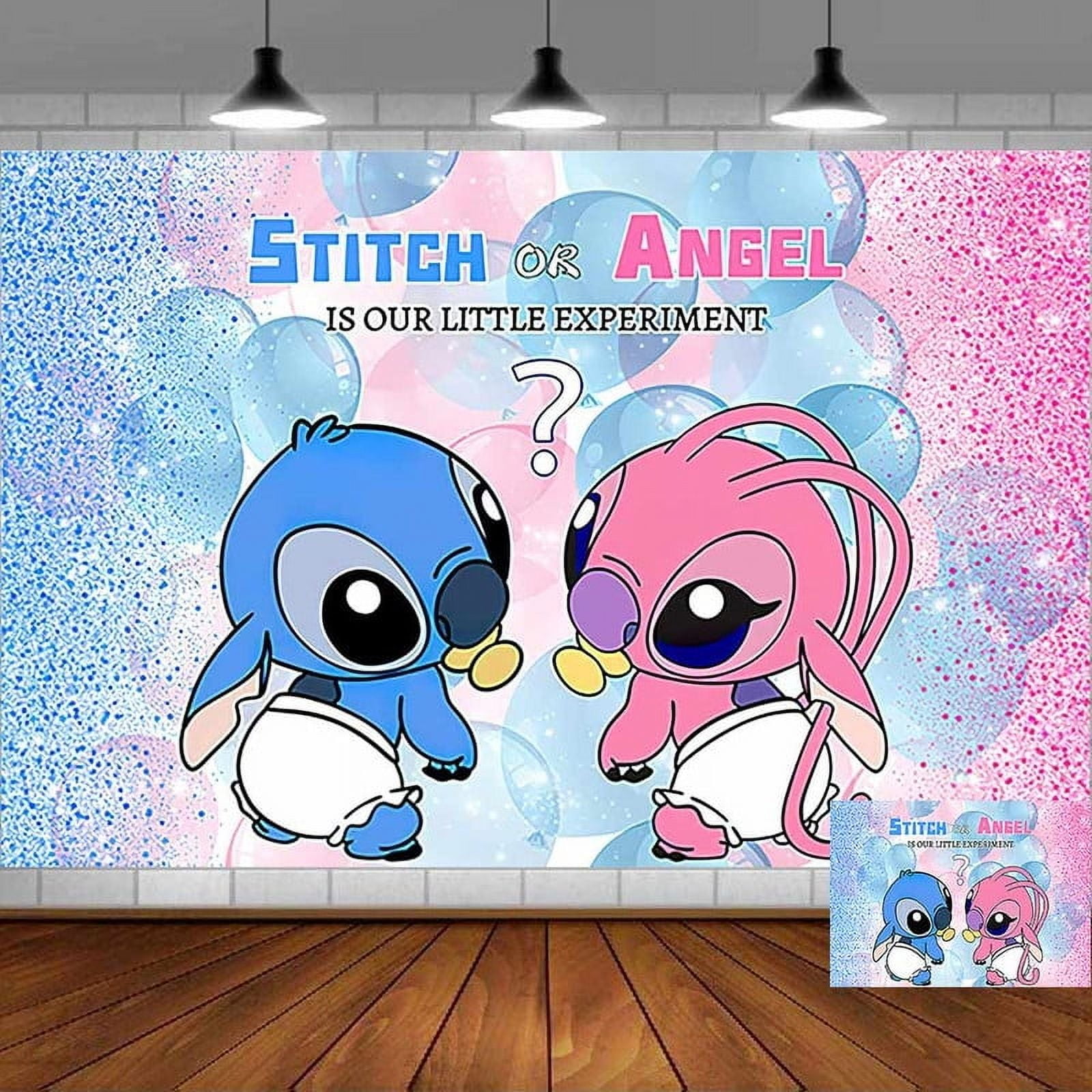 xiuqiongmaoyi Stitch Gender Reveal Backdrop Banner 5x7 ft Photography ...