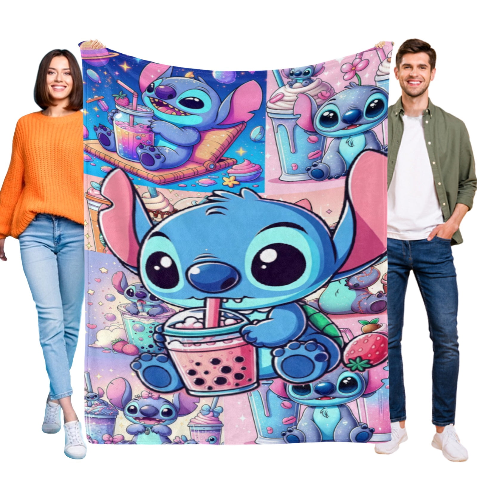 Stitch Gender Reveal Throw Blanket Gifts for Fans Lover Girls Boys ...